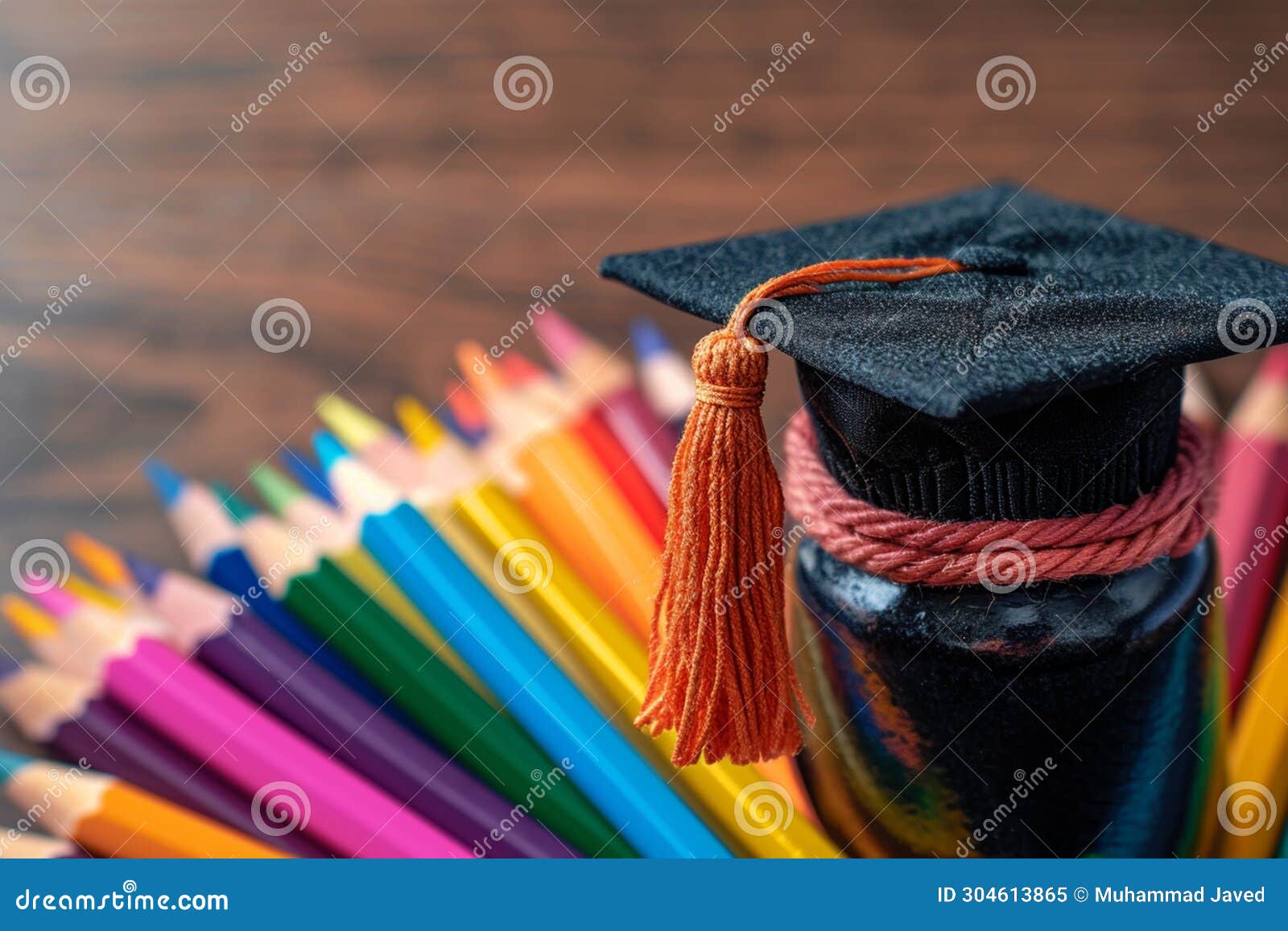 Learning Triumph Graduation Hat Surrounded by Vibrant Colored Pencils ...