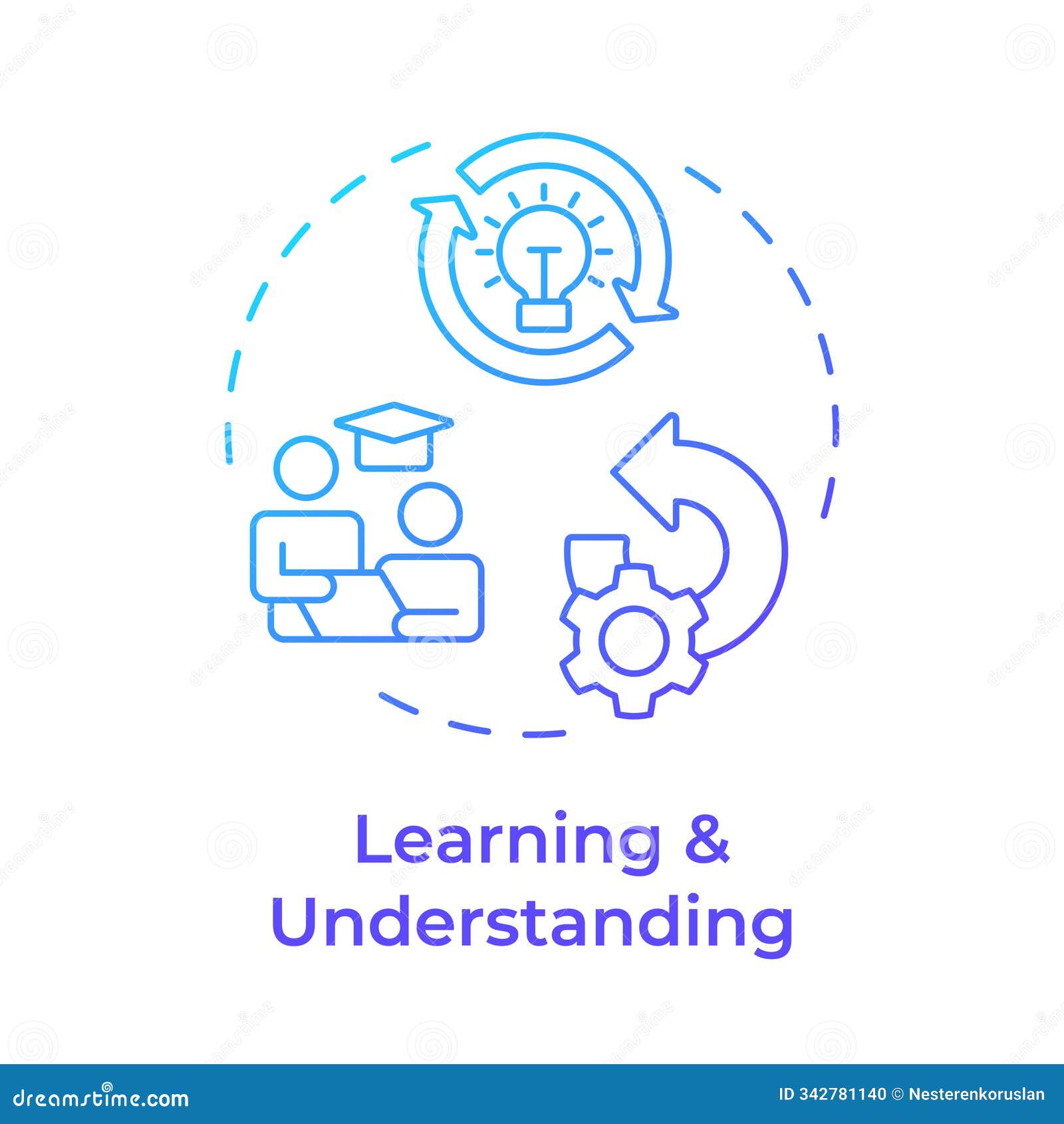 Learning and Understanding Blue Gradient Concept Icon Stock ...