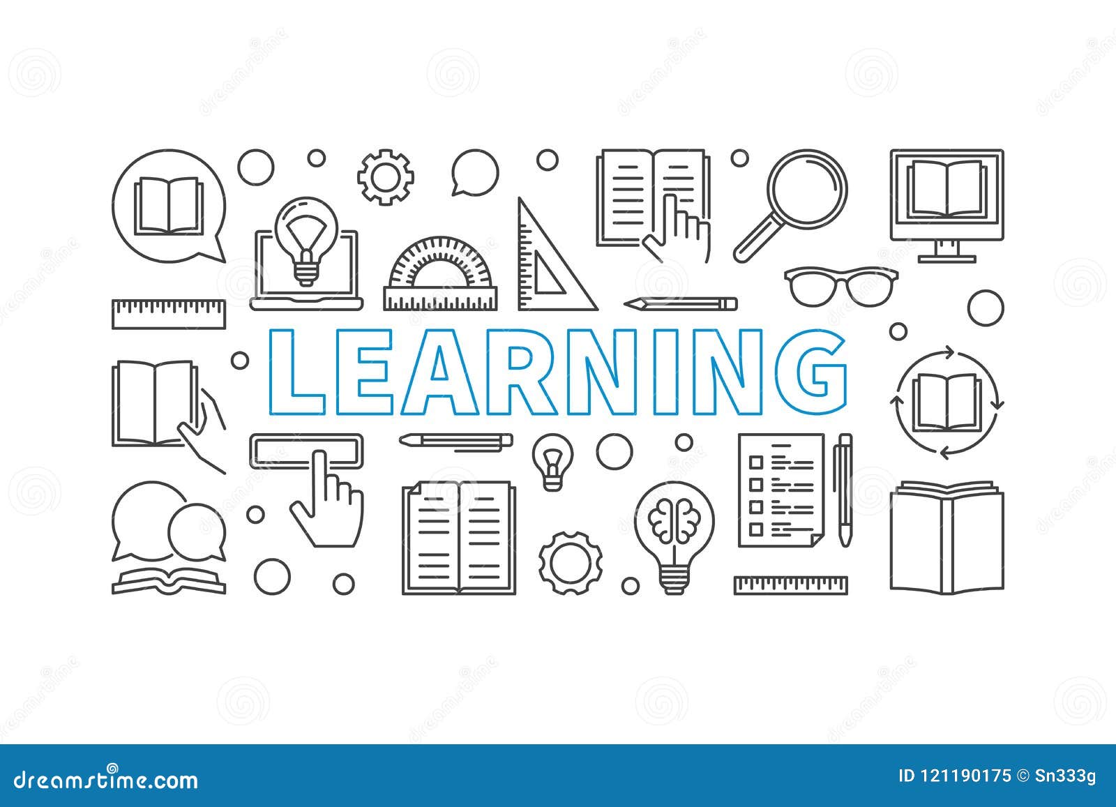 Learning Vector Horizontal Line Banner or Illustration Stock Vector ...