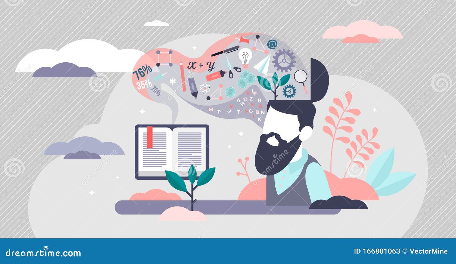 Learning Vector Illustration, Tiny Person Education Knowledge Concept ...