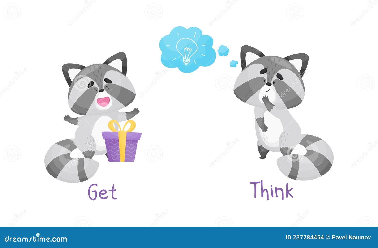 Learning Eat And See Verbs Of Action Set. Cute Cat In Different Poses ...