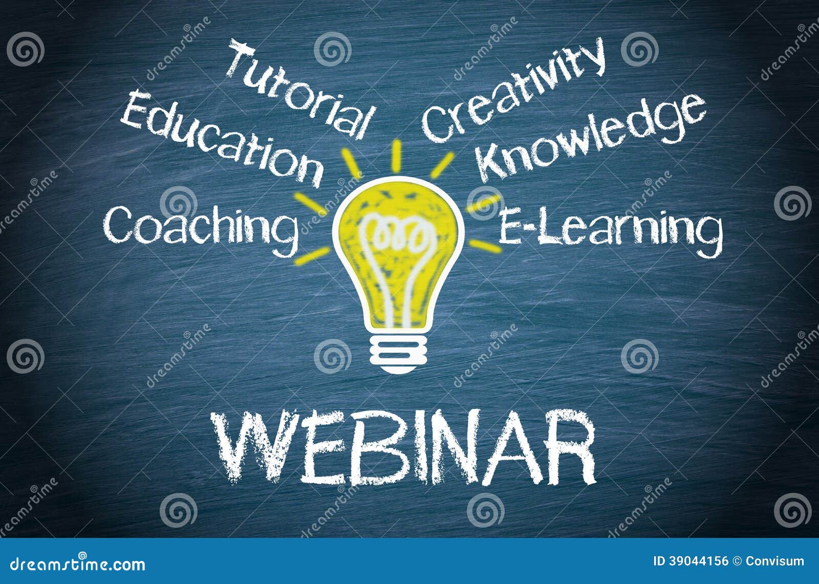 Learning Webinar Words on Blackboard Stock Photo - Image of coaching ...