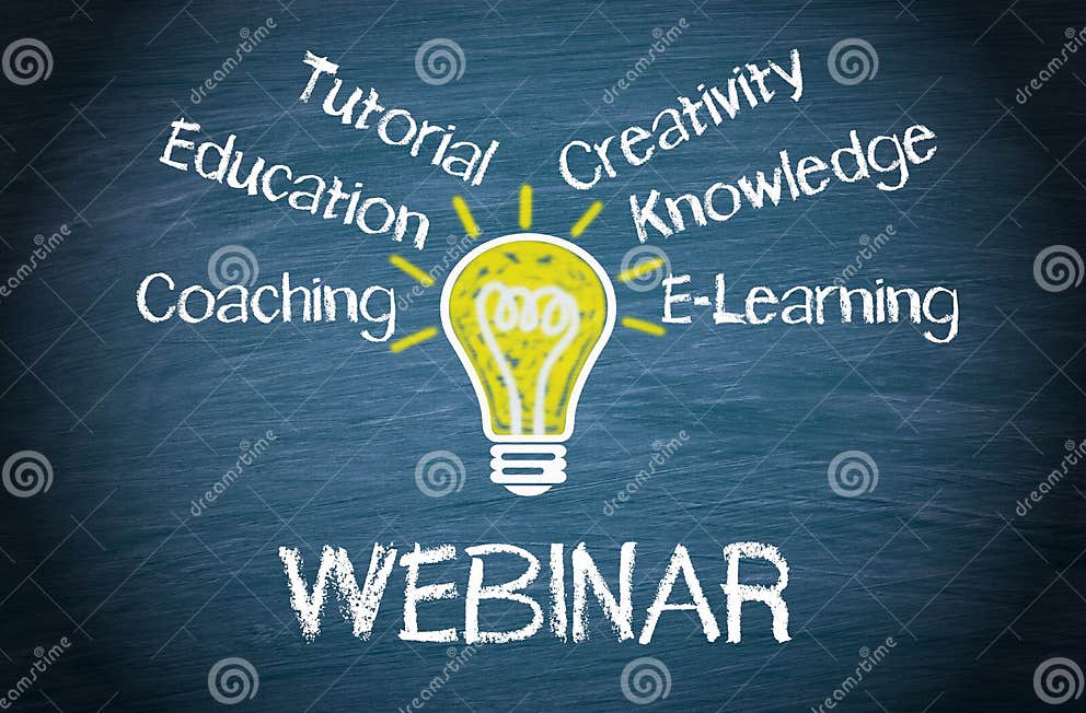 Learning Webinar Words on Blackboard Stock Photo - Image of coaching ...
