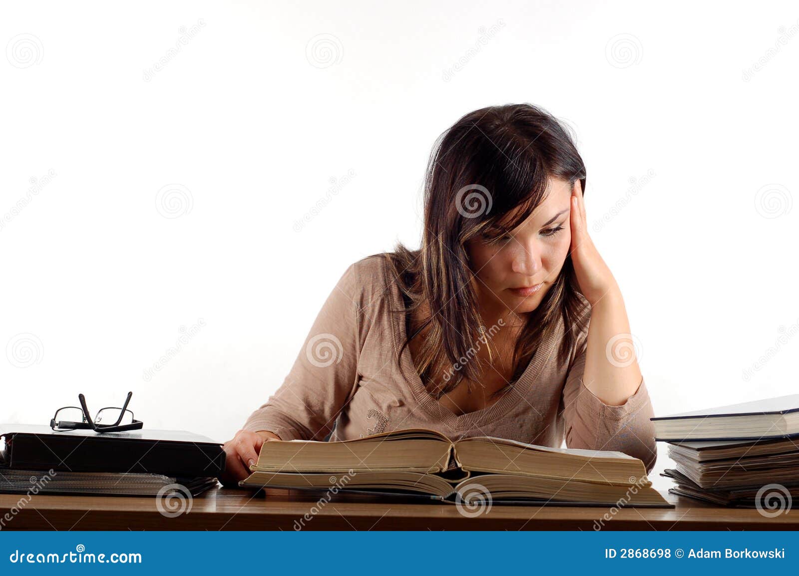 Learning woman #5 stock photo. Image of reading, camera - 2868698