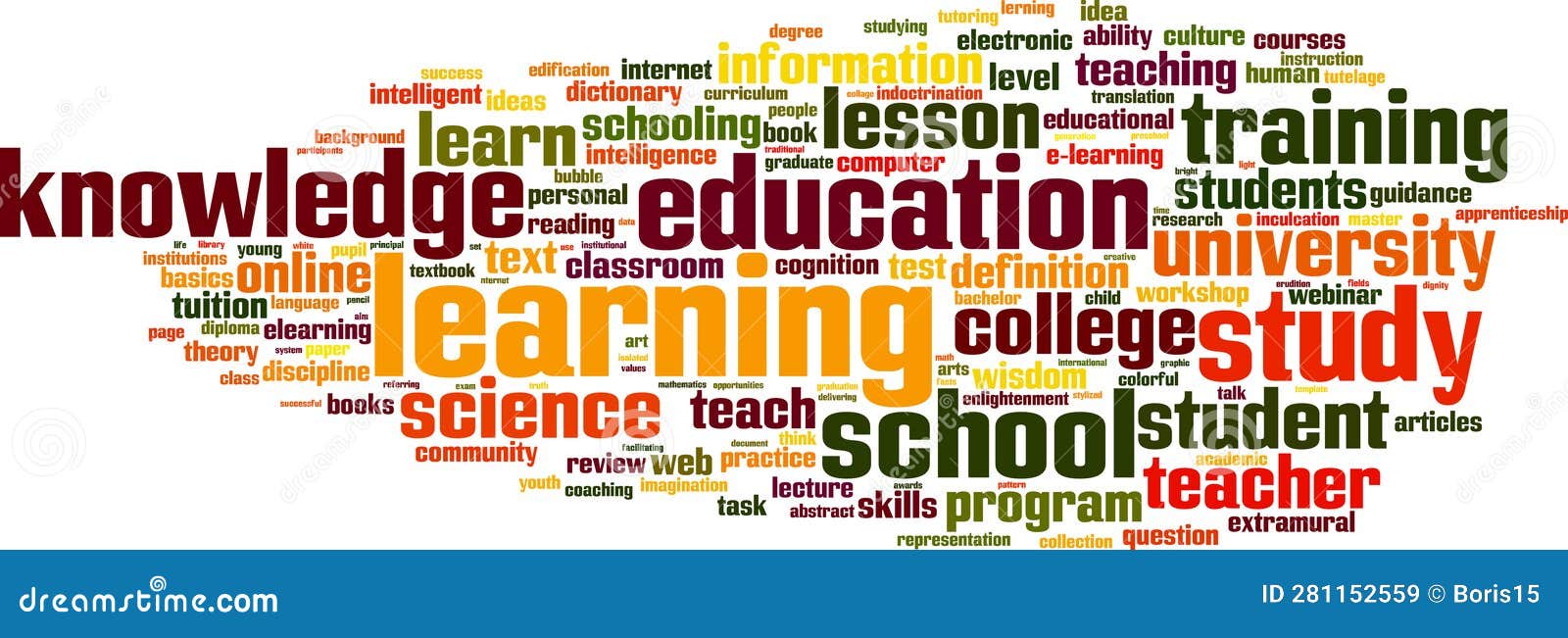 Learning word cloud stock vector. Illustration of edification - 281152559