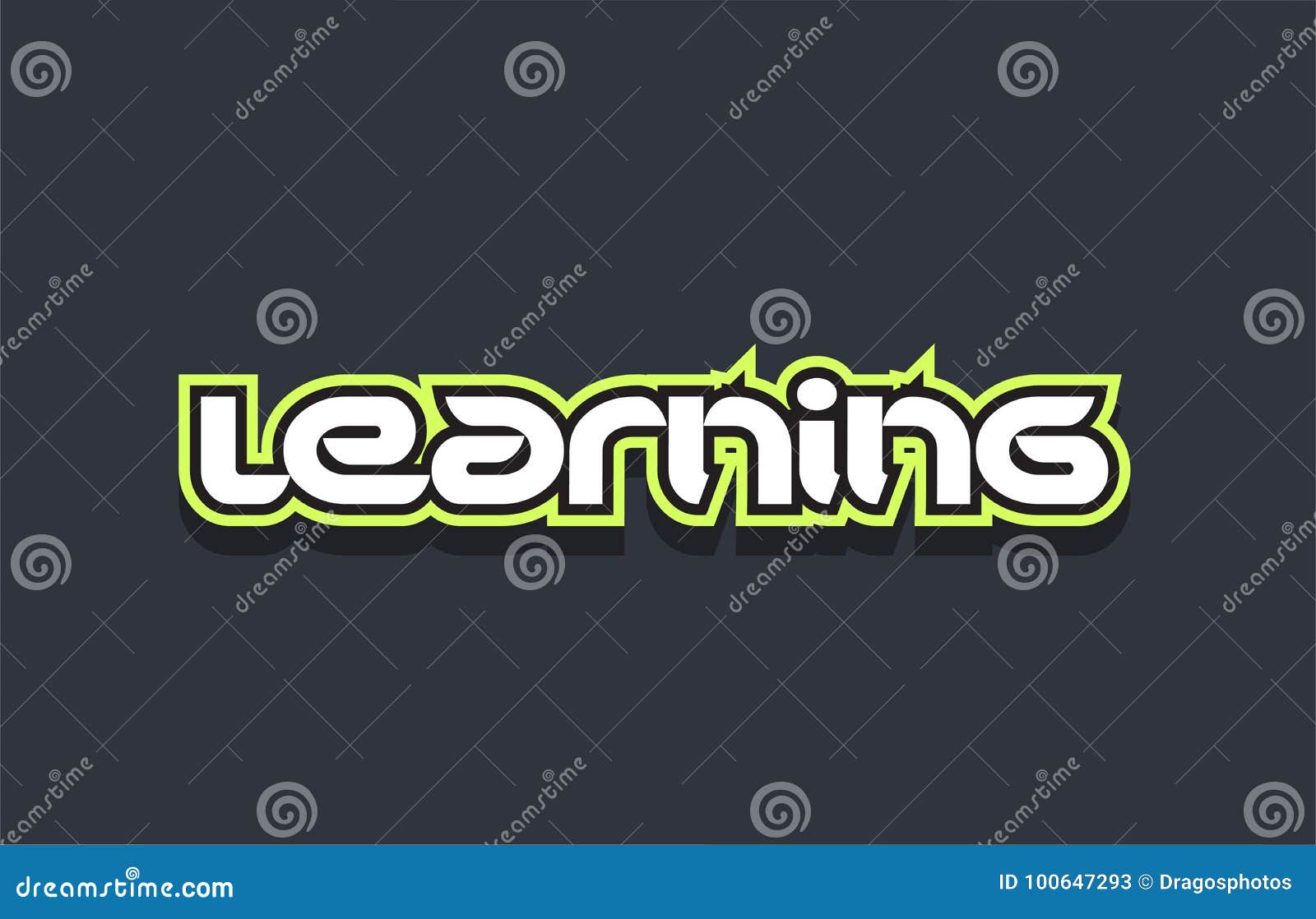 Learning Word Text Logo Design Green Blue White Stock Vector ...
