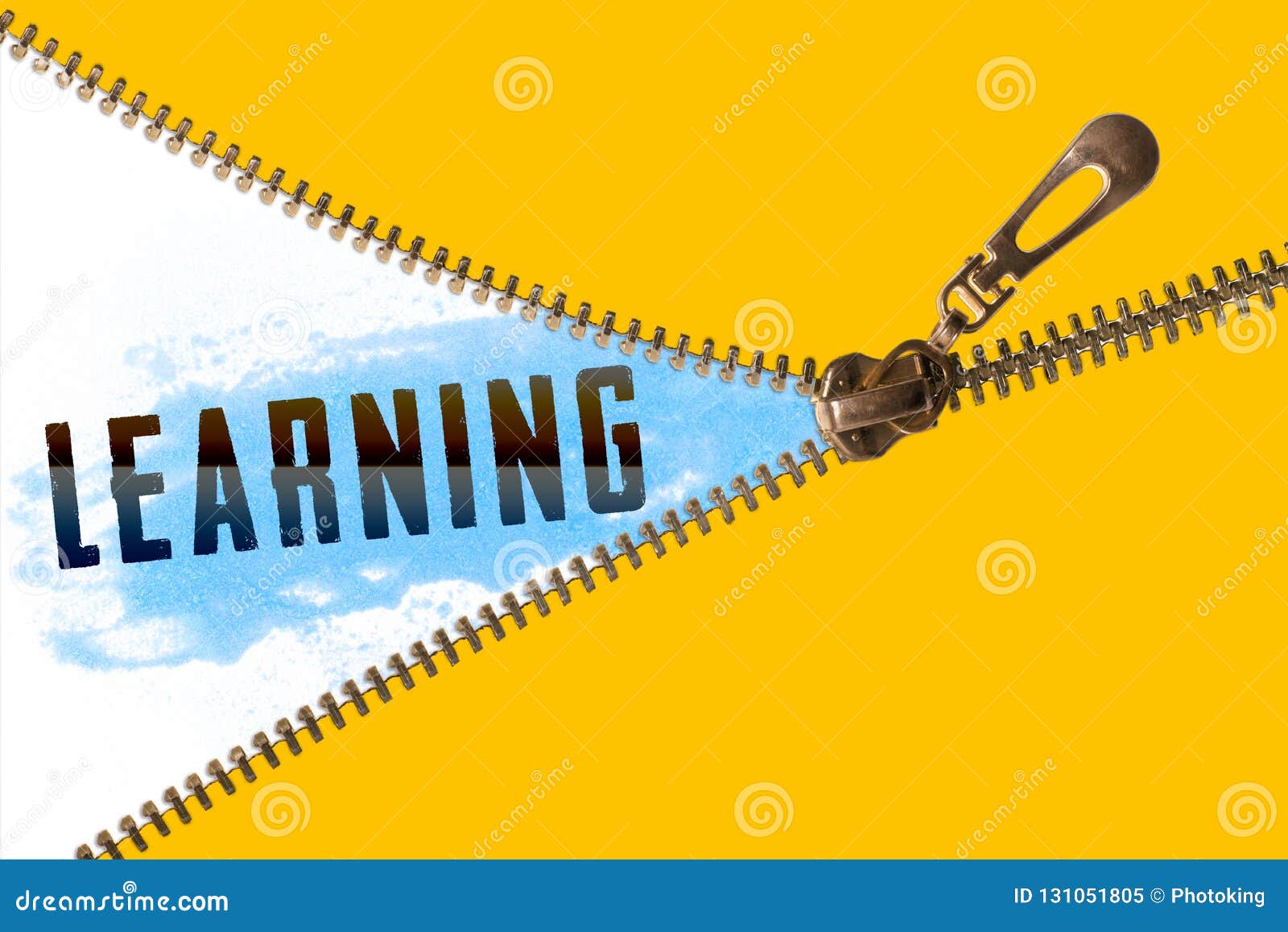 Learning word under zipper stock illustration. Illustration of ...