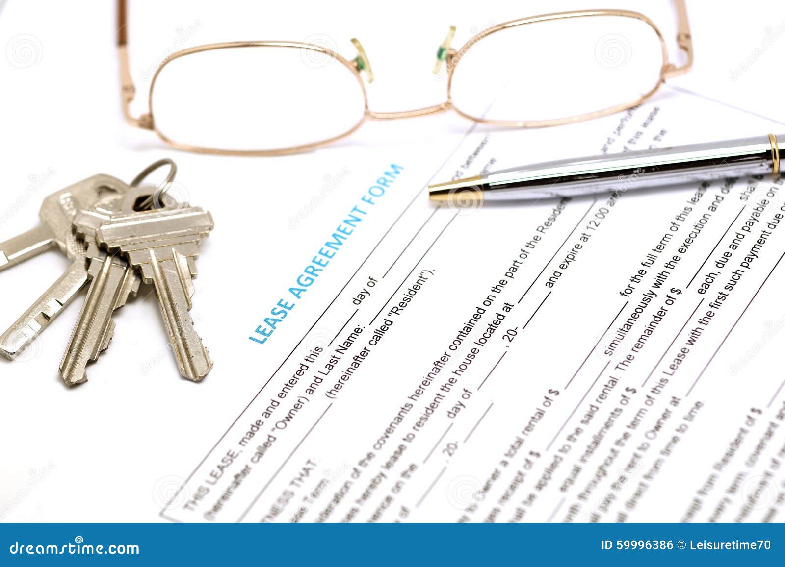Lease Agreement Document with Key Stock Photo - Image of rental ...