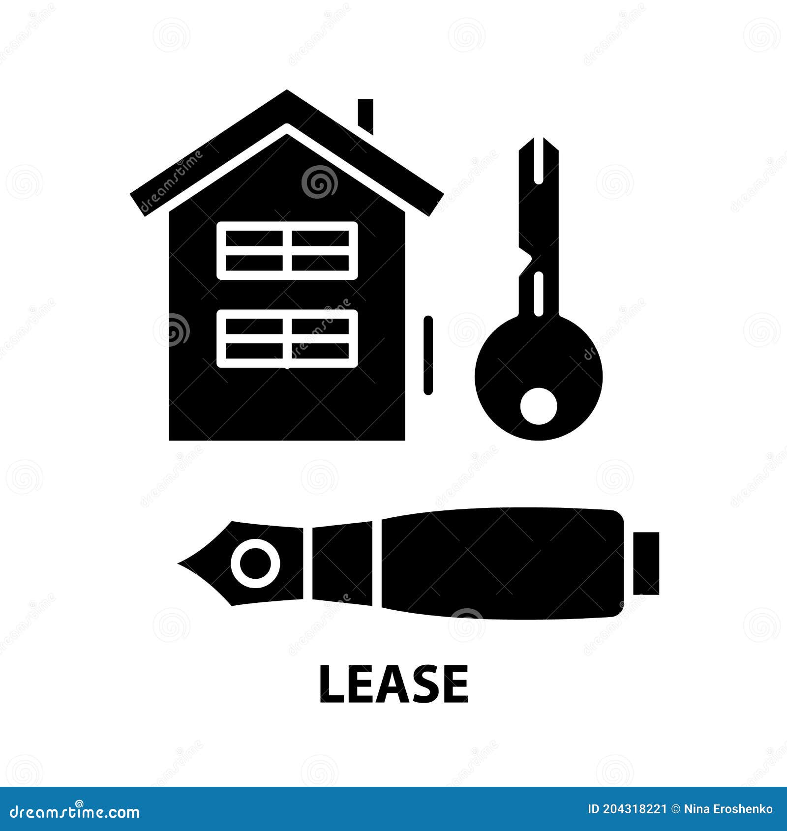 Lease Icon, Black Vector Sign with Editable Strokes, Concept ...