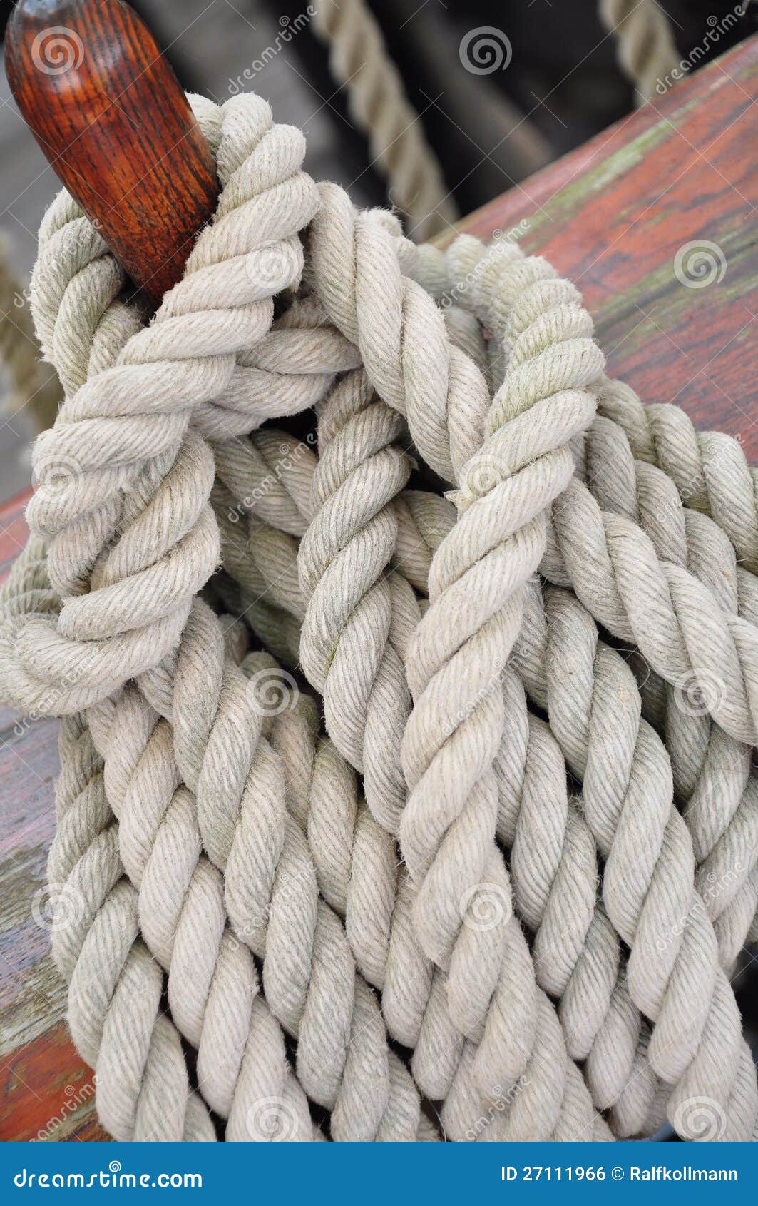 Leash on a belaying pin stock photo. Image of sailboat - 27111966