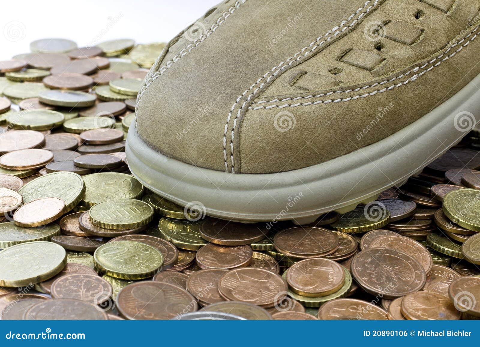 Leasure Leather Shoe Walking on Money Stock Photo - Image of sole, hard ...