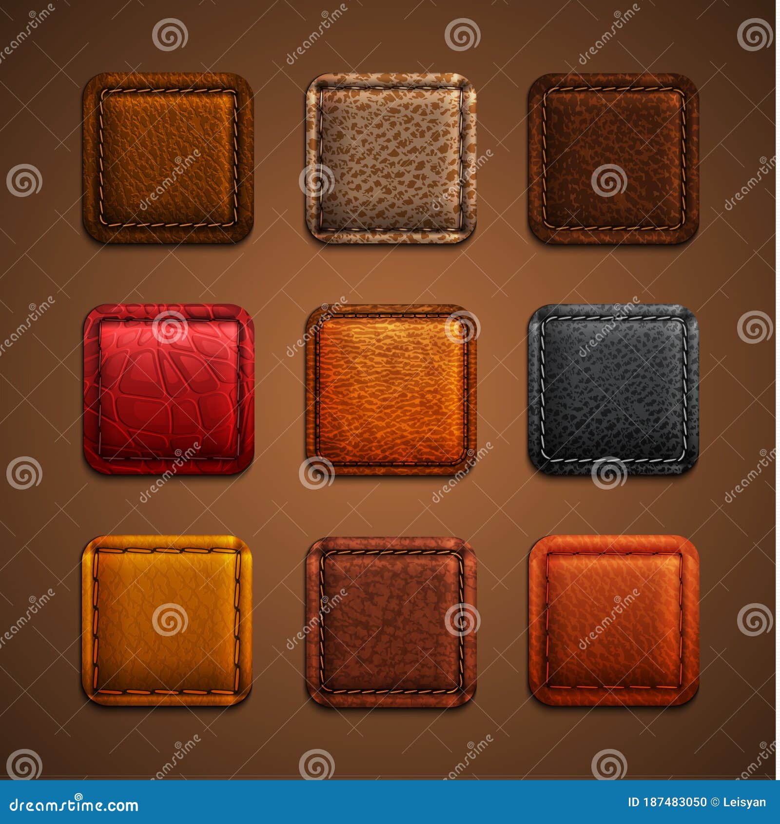Leather app icons set stock vector. Illustration of icon - 187483050