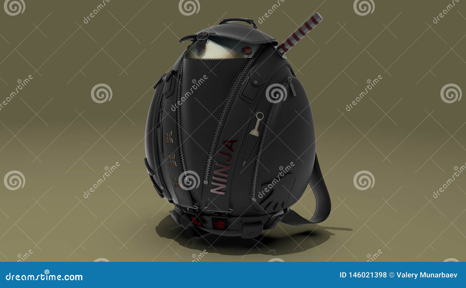 Leather Backpack in the Form of Ninja Stock Illustration - Illustration ...