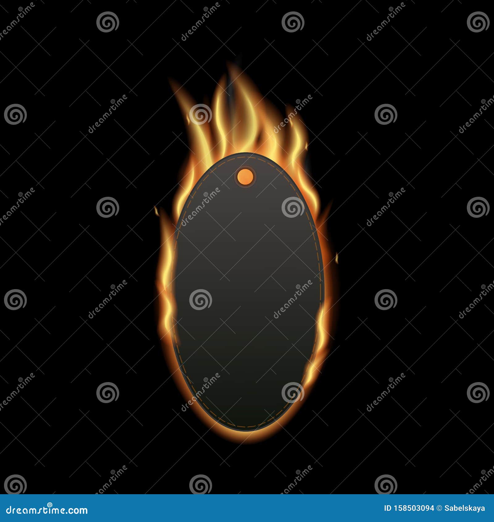 Leather Badge or Label in Fire Frame 3d Realistic Vector Illustration ...