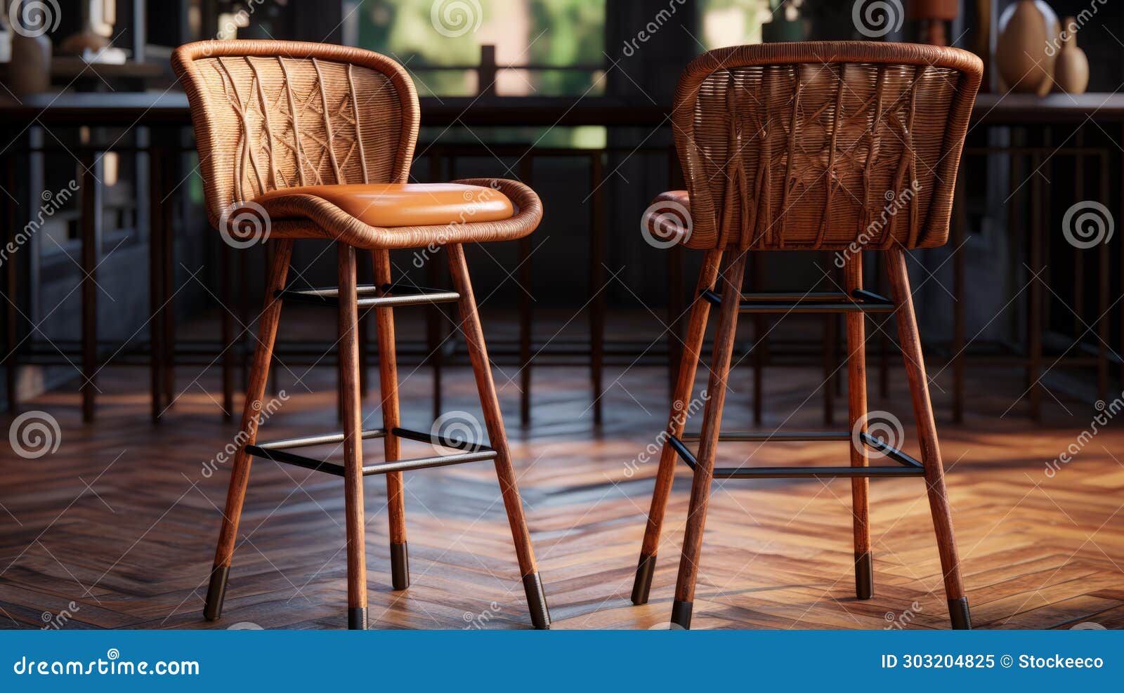 Leather Bar Stools for Cafe or Diner Rendered in Unreal Engine Stock ...