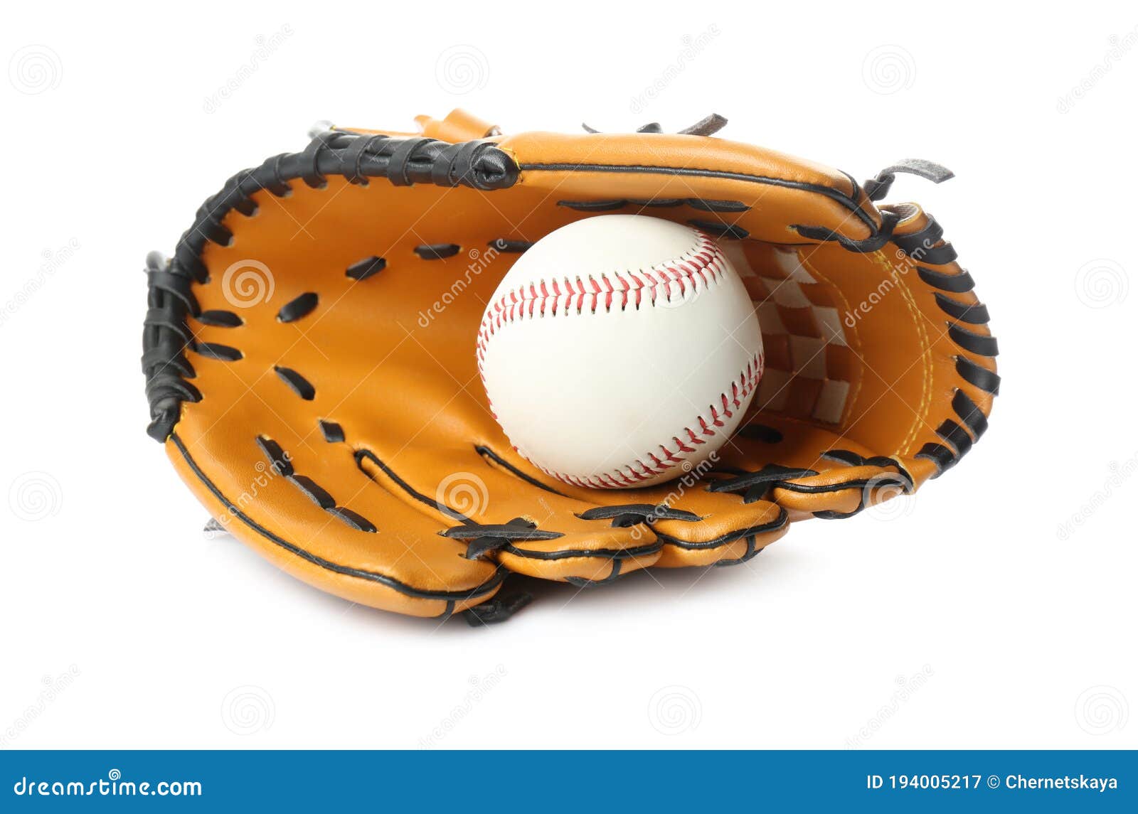 Leather Baseball Glove with Ball Isolated Stock Image - Image of orange ...