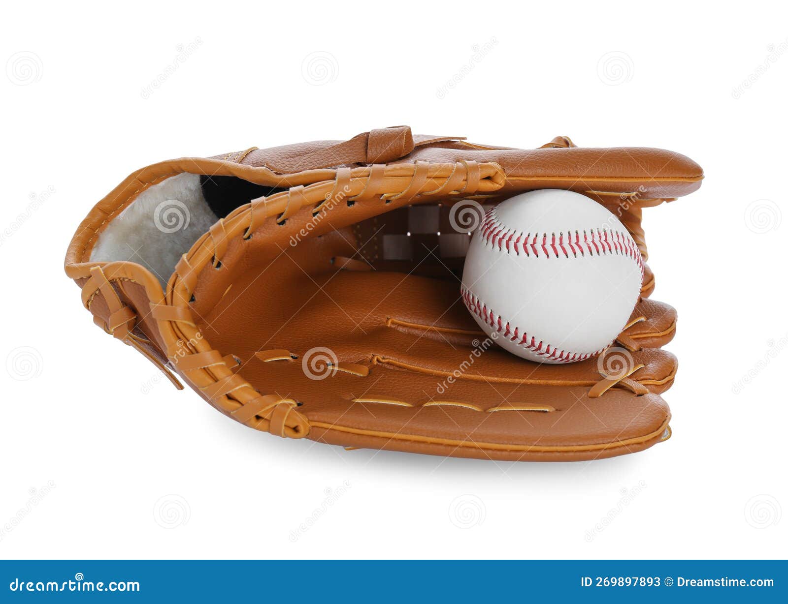 Leather Baseball Glove with Ball Isolated on White Stock Image - Image ...