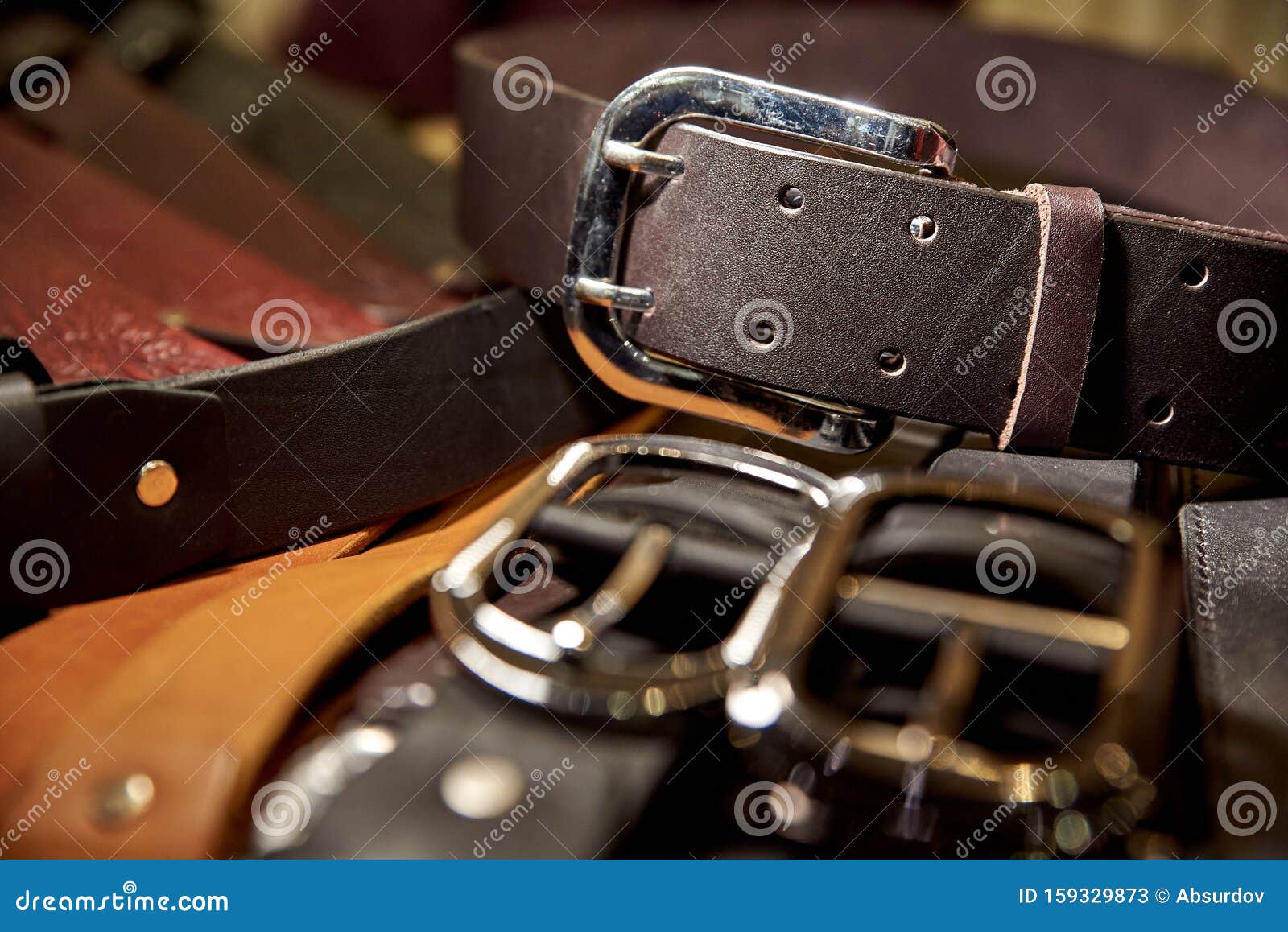 Leather Belt Accessory Metal Buckle Stock Image - Image of leather ...