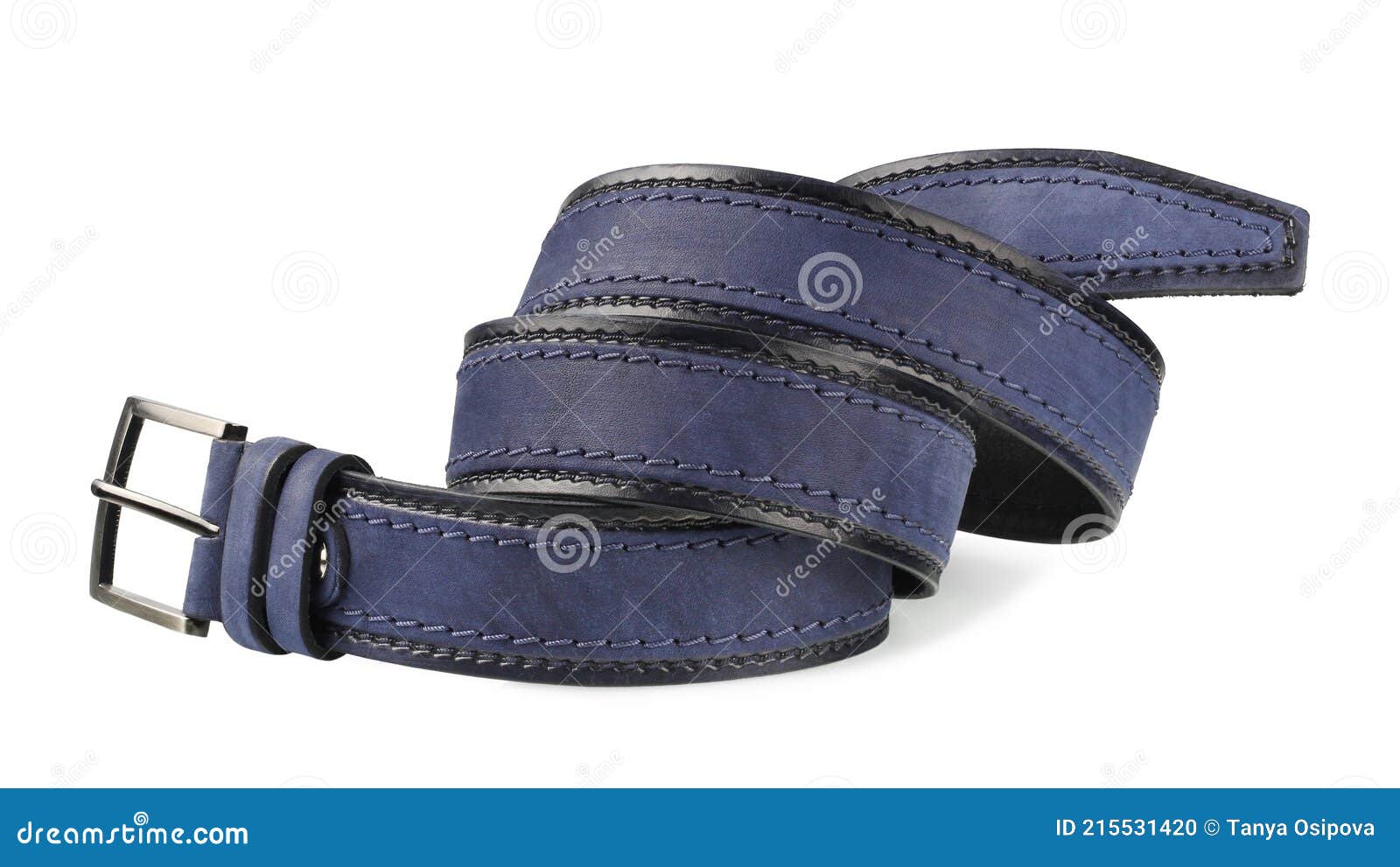 Leather Belt, Blue Belt, Isolated on White Background Stock Photo ...