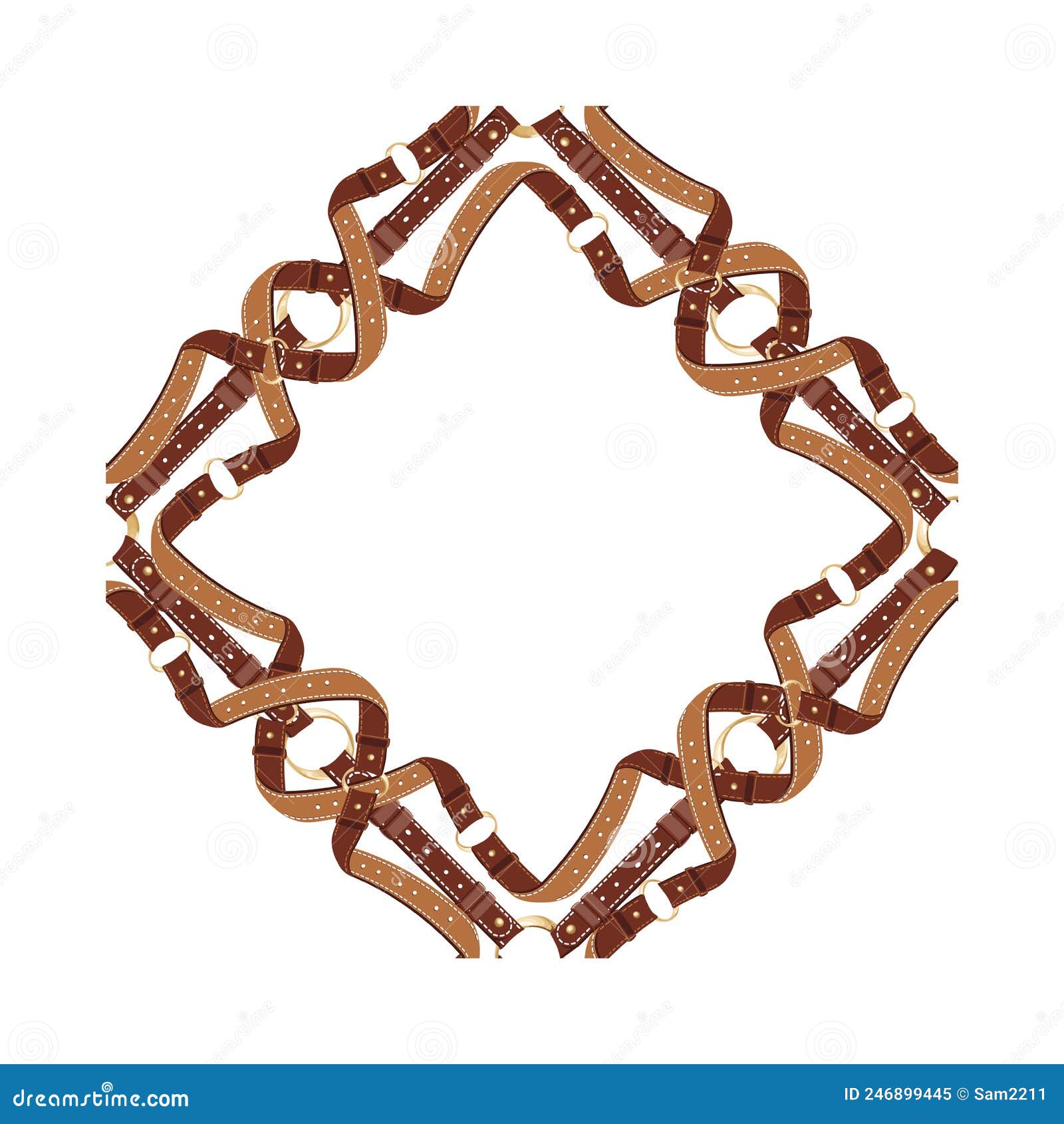 Leather Belts with Buckles Seamless Pattern Stock Vector - Illustration ...
