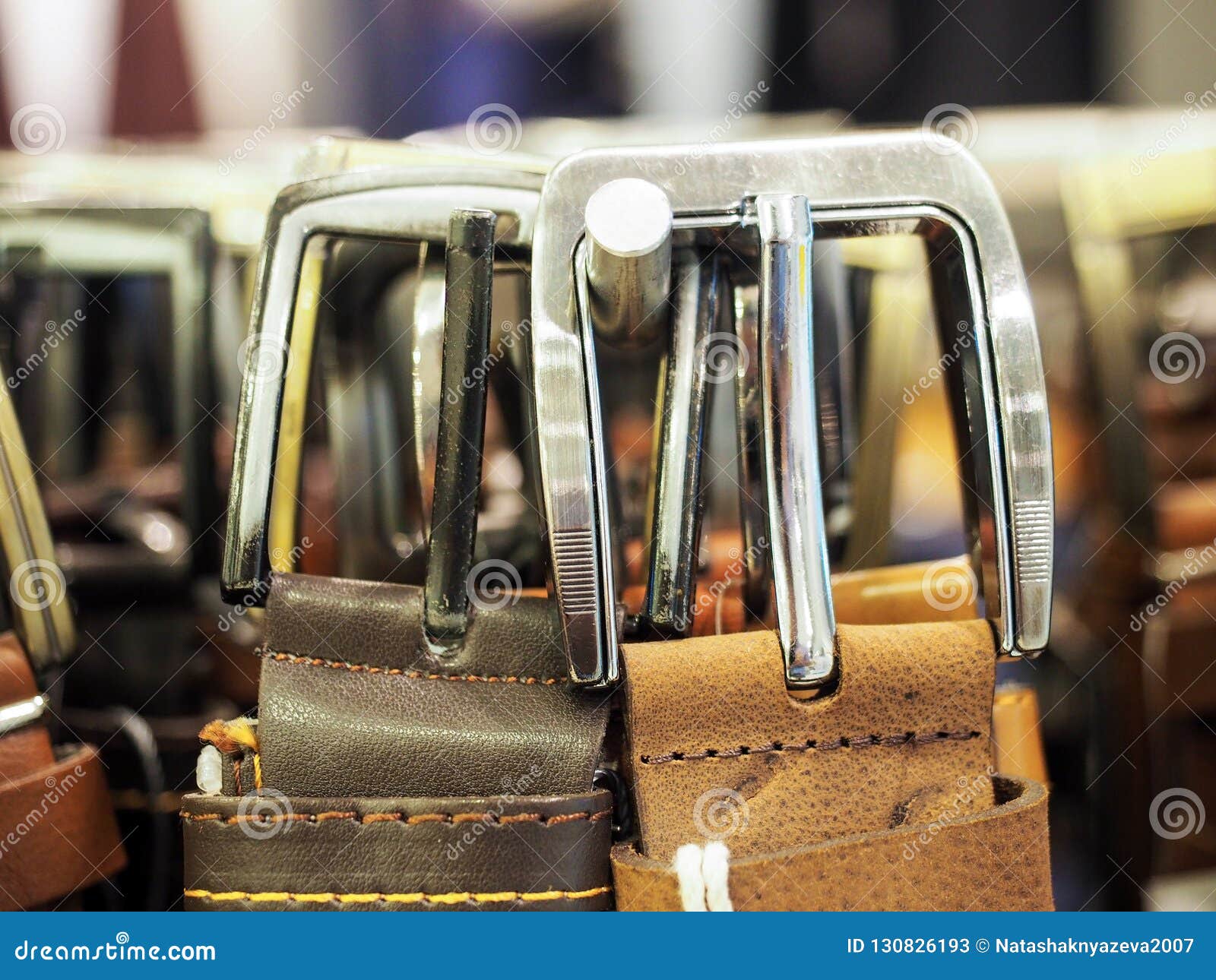 Leather Belts on the Hanger in the Store Stock Image - Image of closeup ...