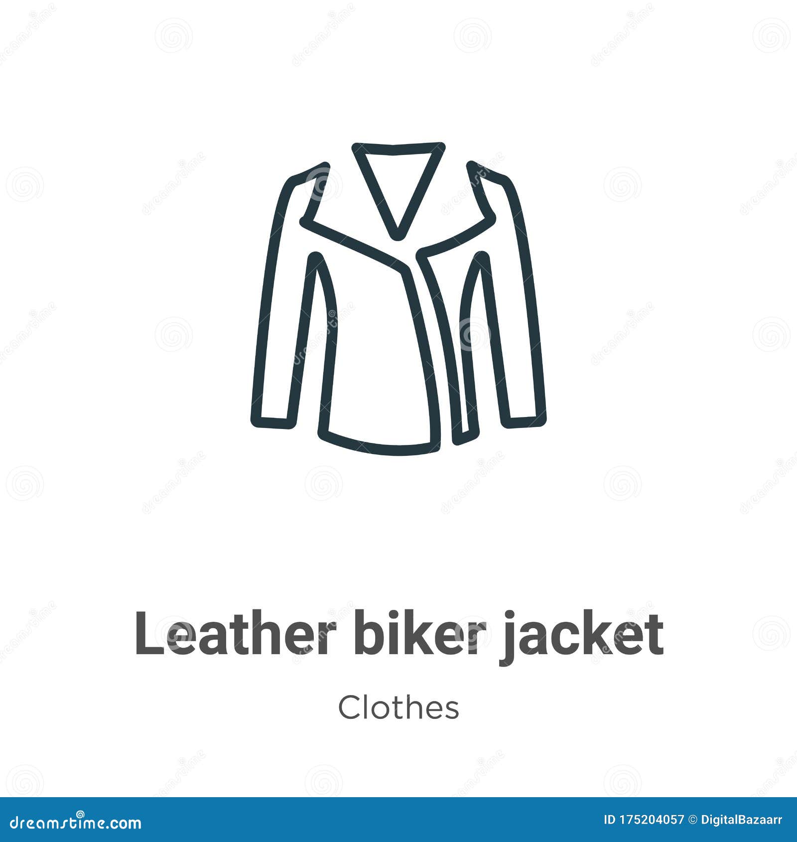 Leather Biker Jacket Outline Vector Icon. Thin Line Black Leather Biker ...