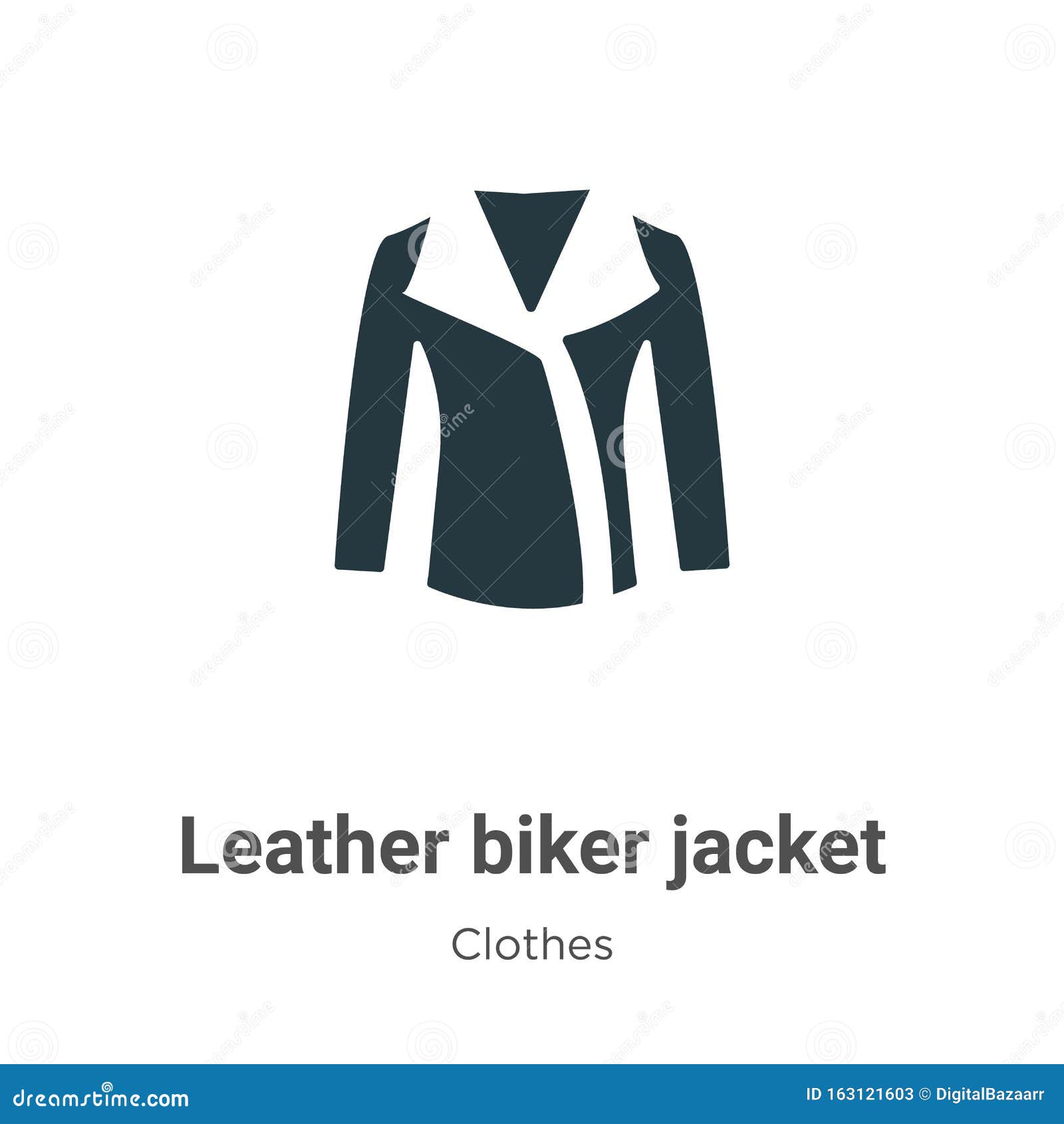 Leather Biker Jacket Vector Icon on White Background. Flat Vector ...
