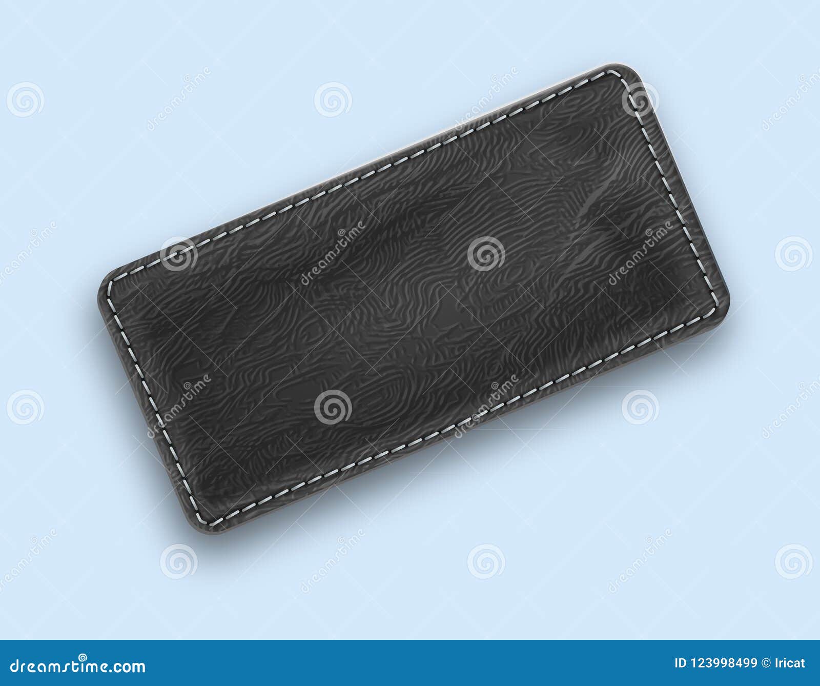 Leather Black Realistic Stitched Rectangle. Textured Tag with Shadow ...