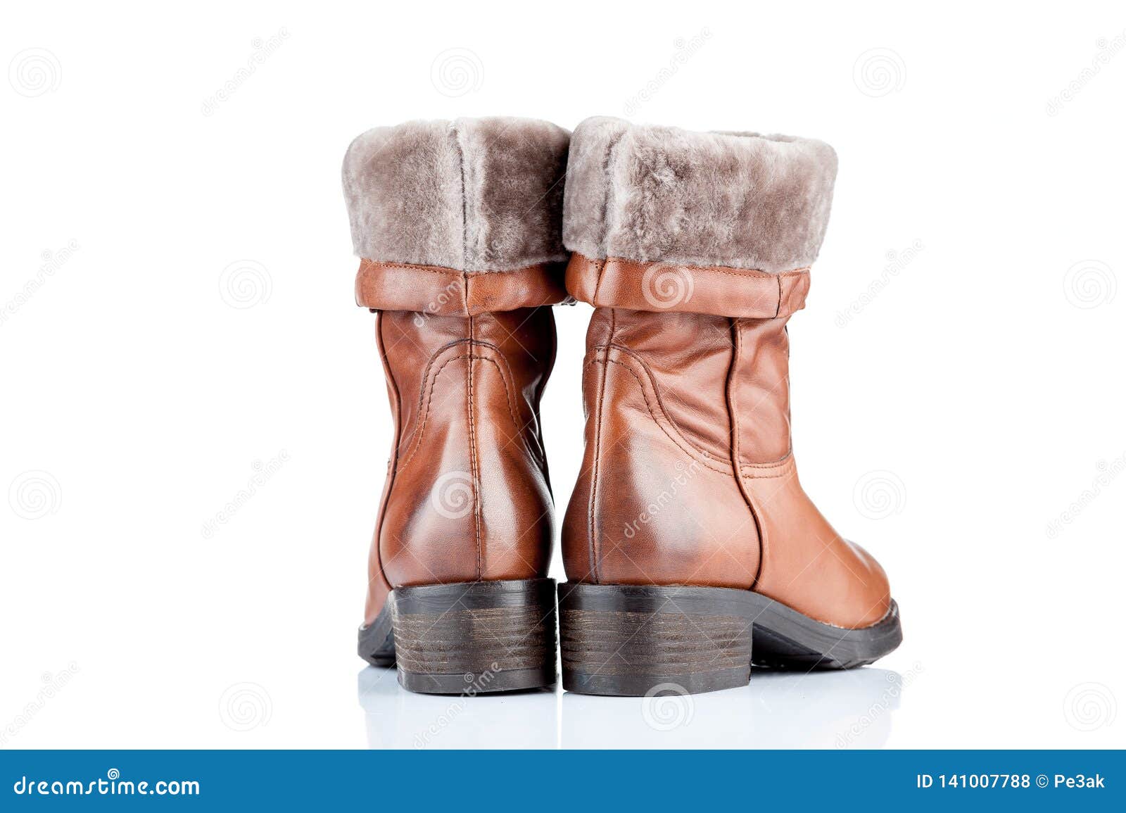 Leather Boots on a White Background Stock Photo - Image of female ...
