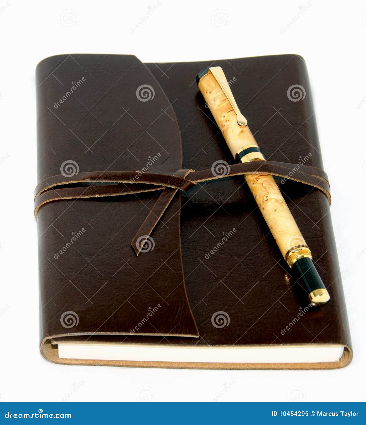 Leather Bound Journal and Pen Stock Image - Image of communication ...