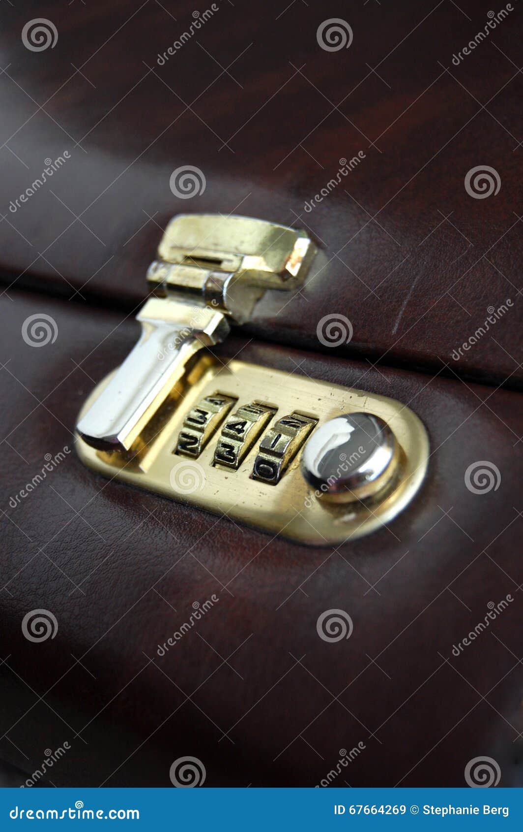 Leather Brief Case Locked stock image. Image of security - 67664269
