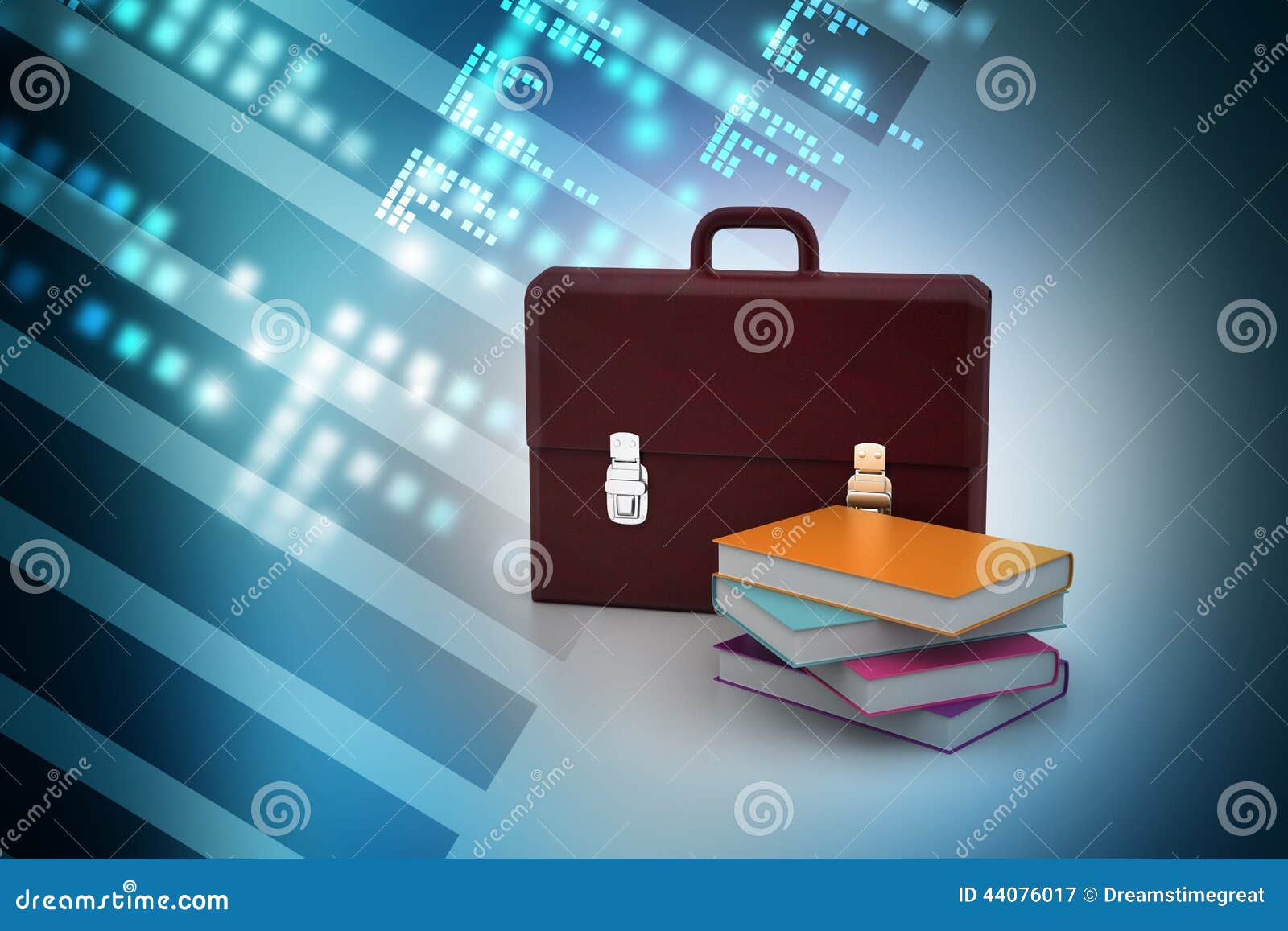 Leather Briefcase and Books Stock Illustration - Illustration of ...