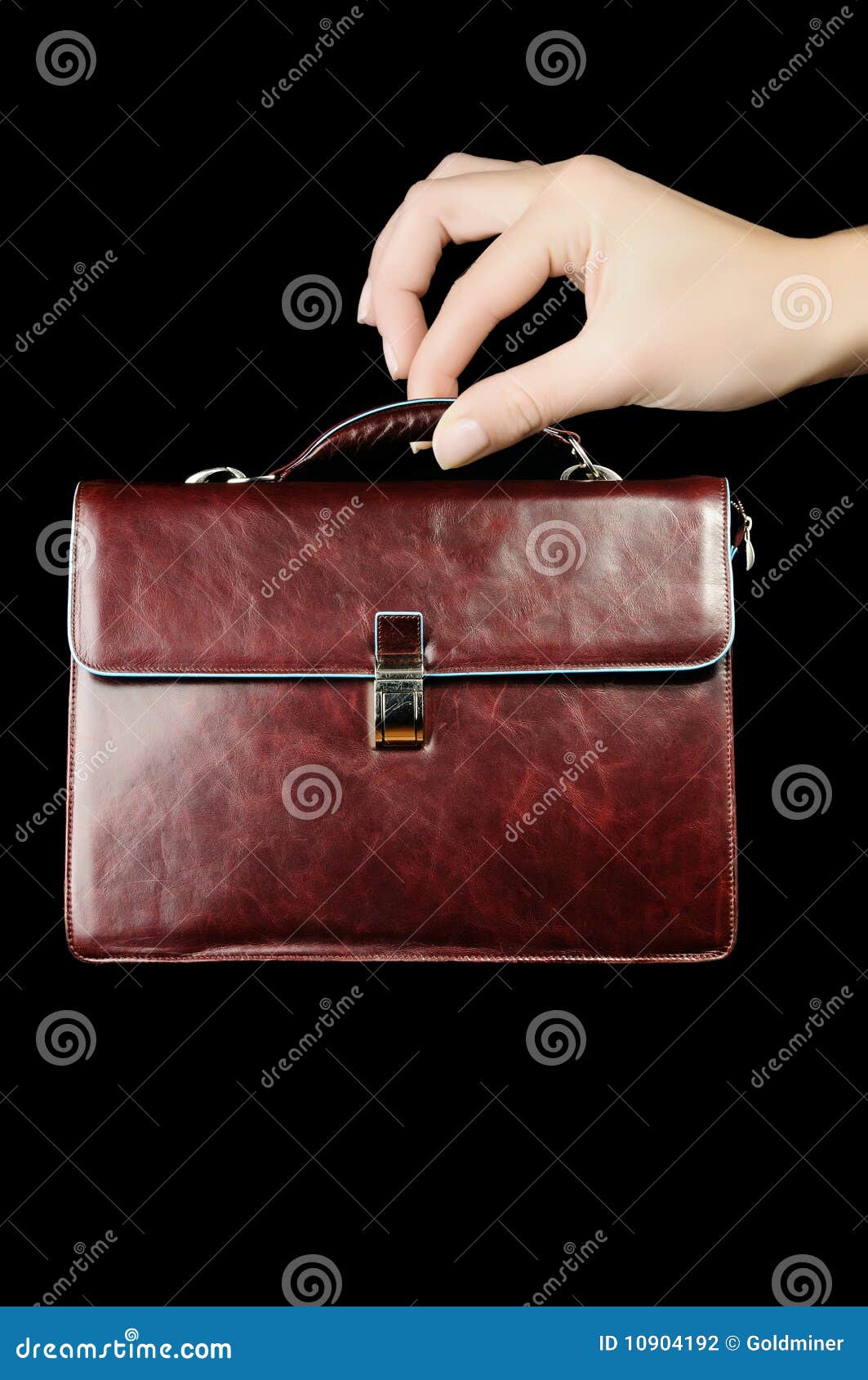 Leather Briefcase in Female Hand Stock Photo - Image of leisure, brown ...