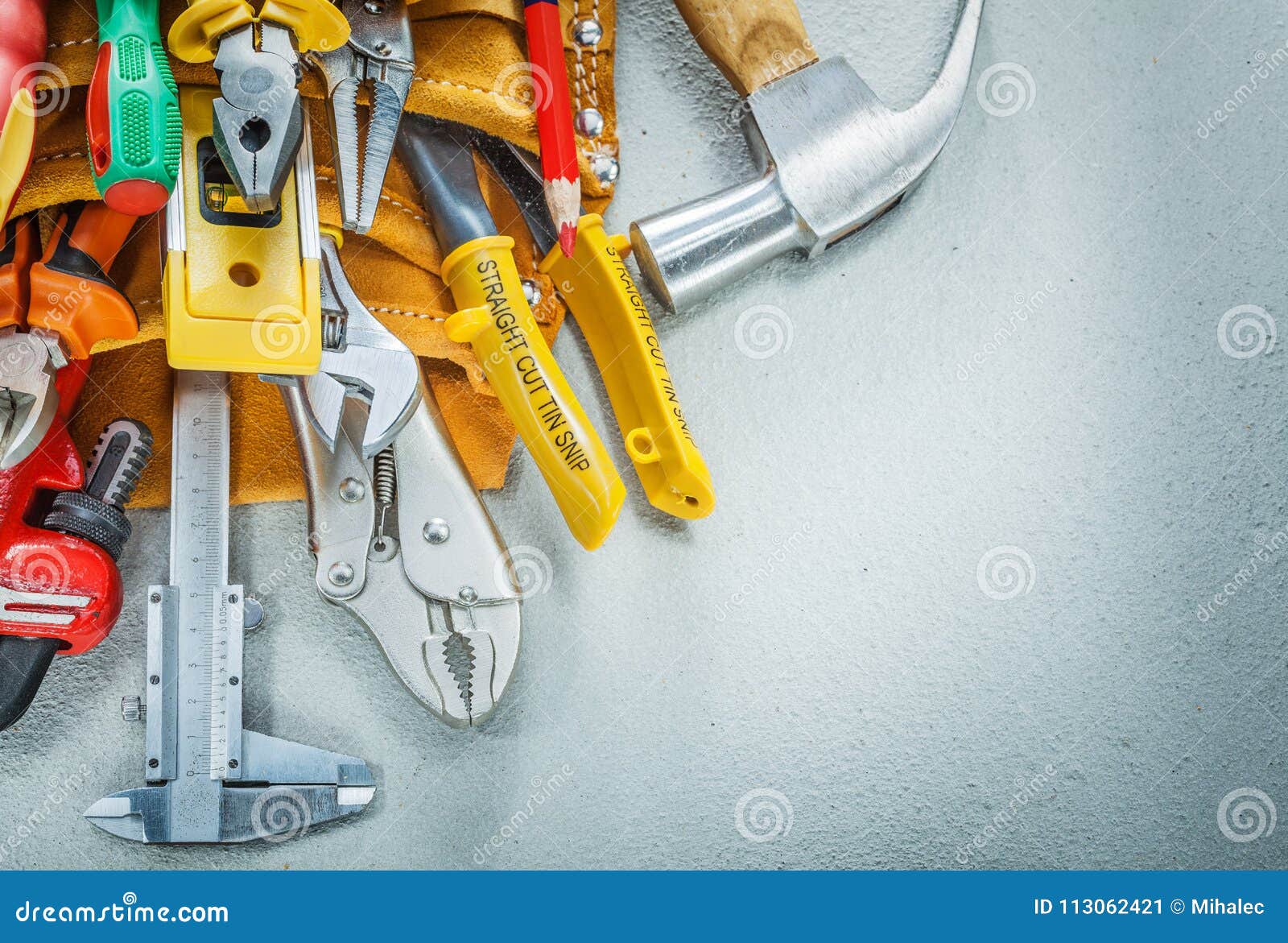 Leather Building Belt Construction Tooling on Concrete Backgroun Stock ...