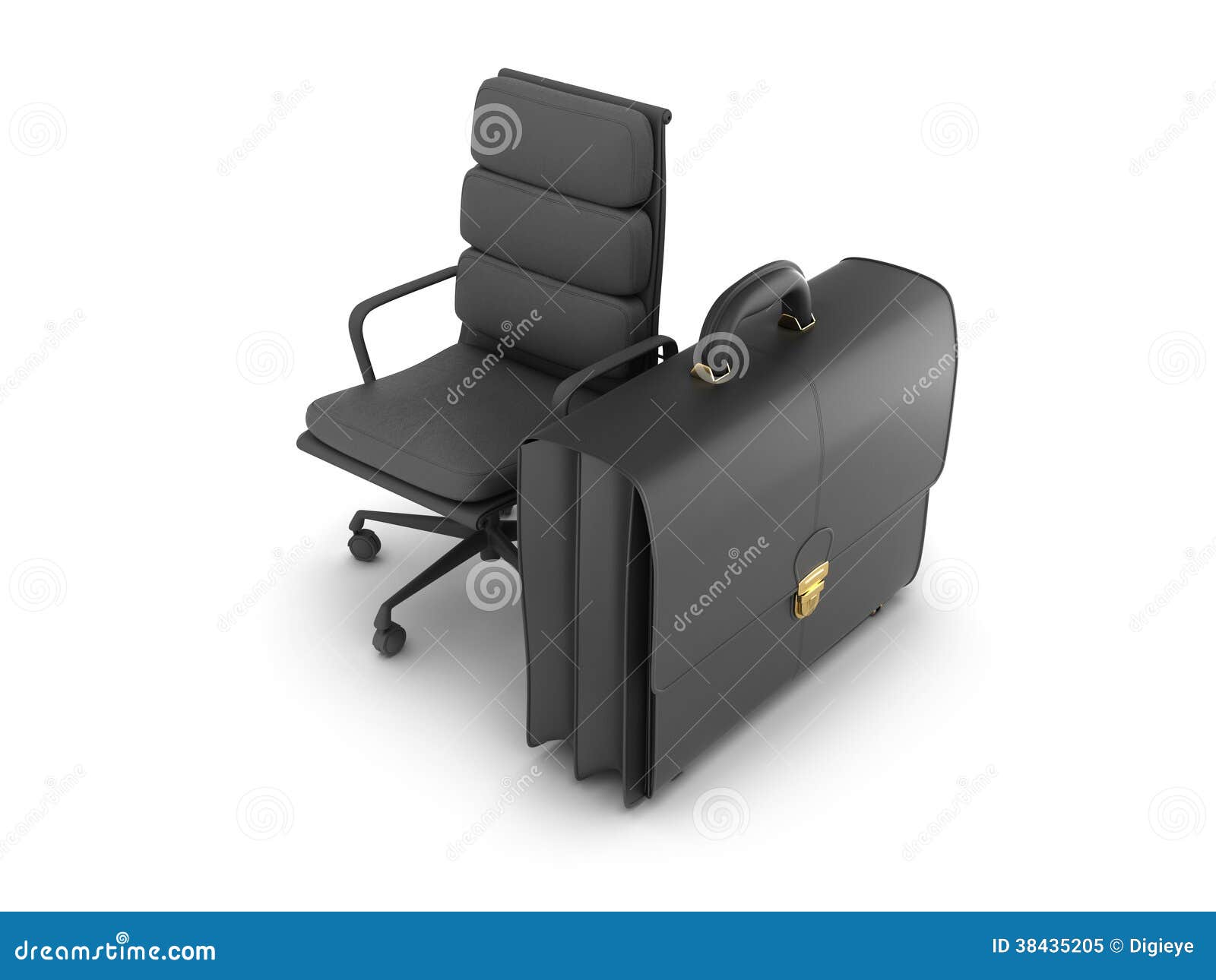 Leather Business Briefcase and Office Chair Stock Illustration ...
