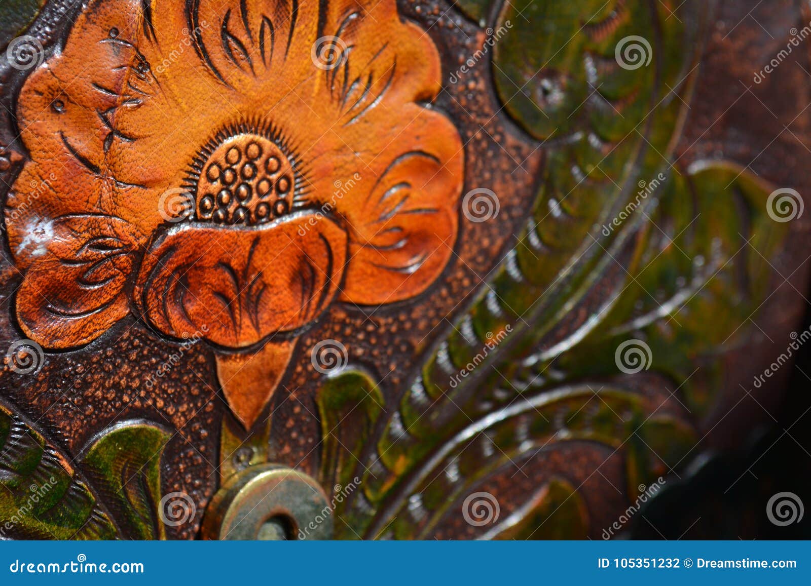 Carving leather flowers stock photo. Image of flowers - 105351232