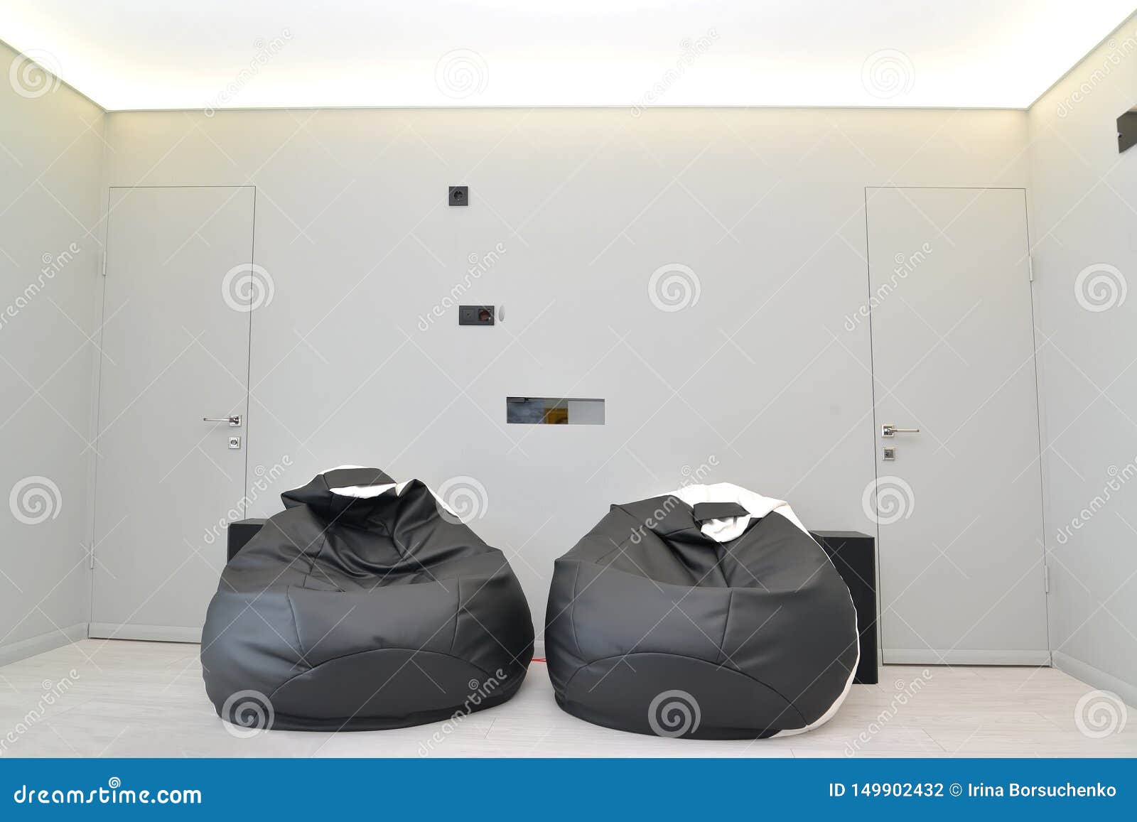 Leather Chairs Bags in a Living Room Interior Stock Photo - Image of ...