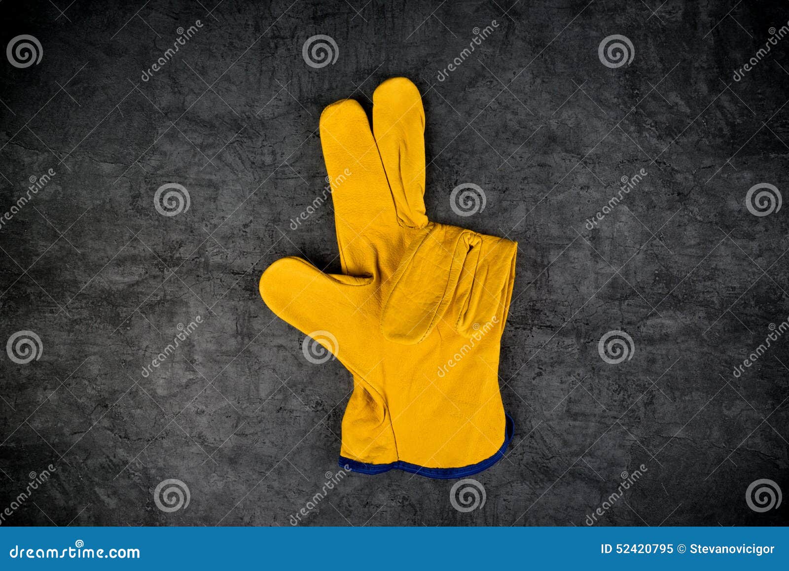 Leather Construction Work Gloves Making Three Fingers Gest Stock Image ...