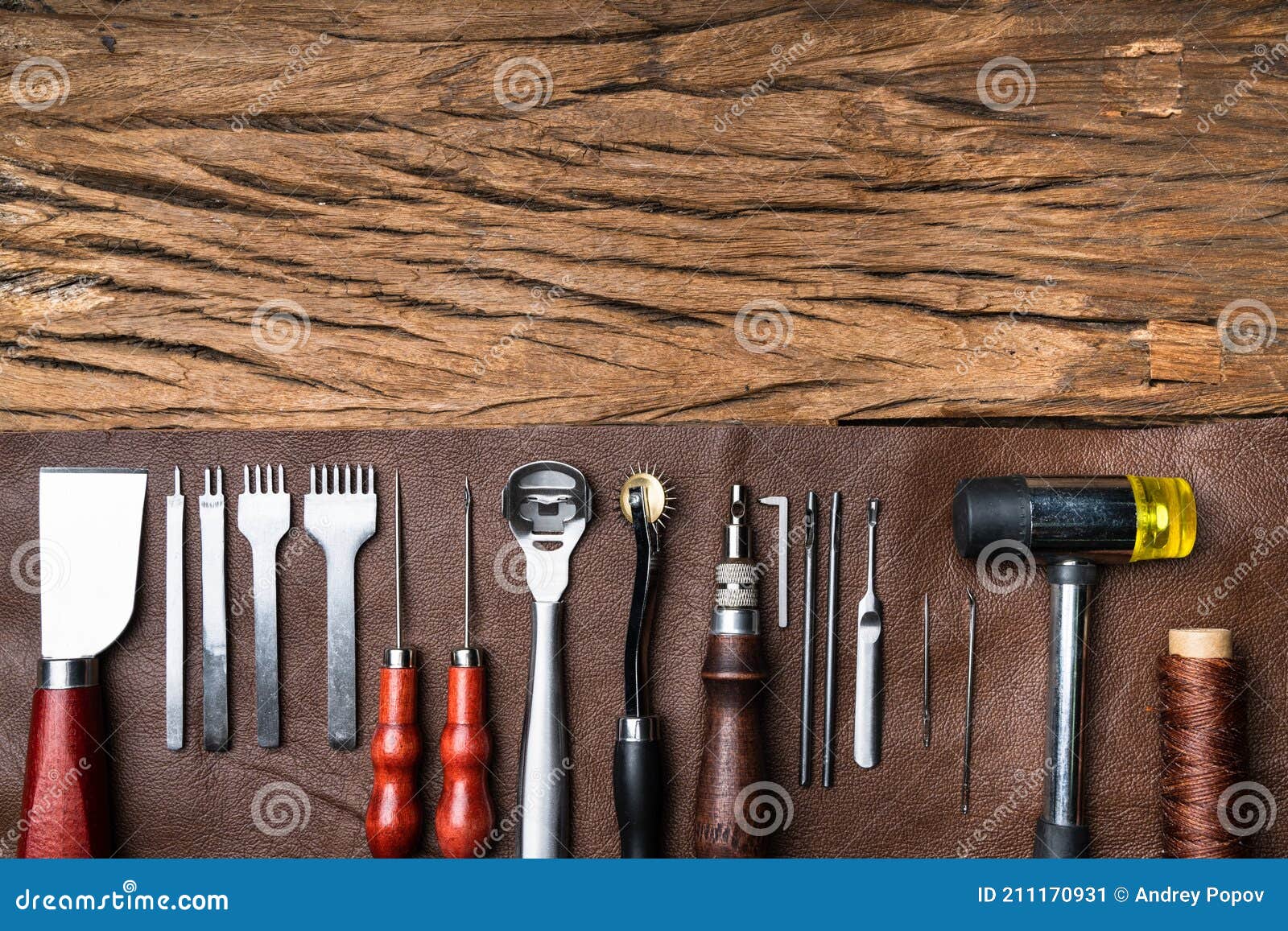 Leather Craft Tools on Desk Stock Image - Image of natural, manufacture ...