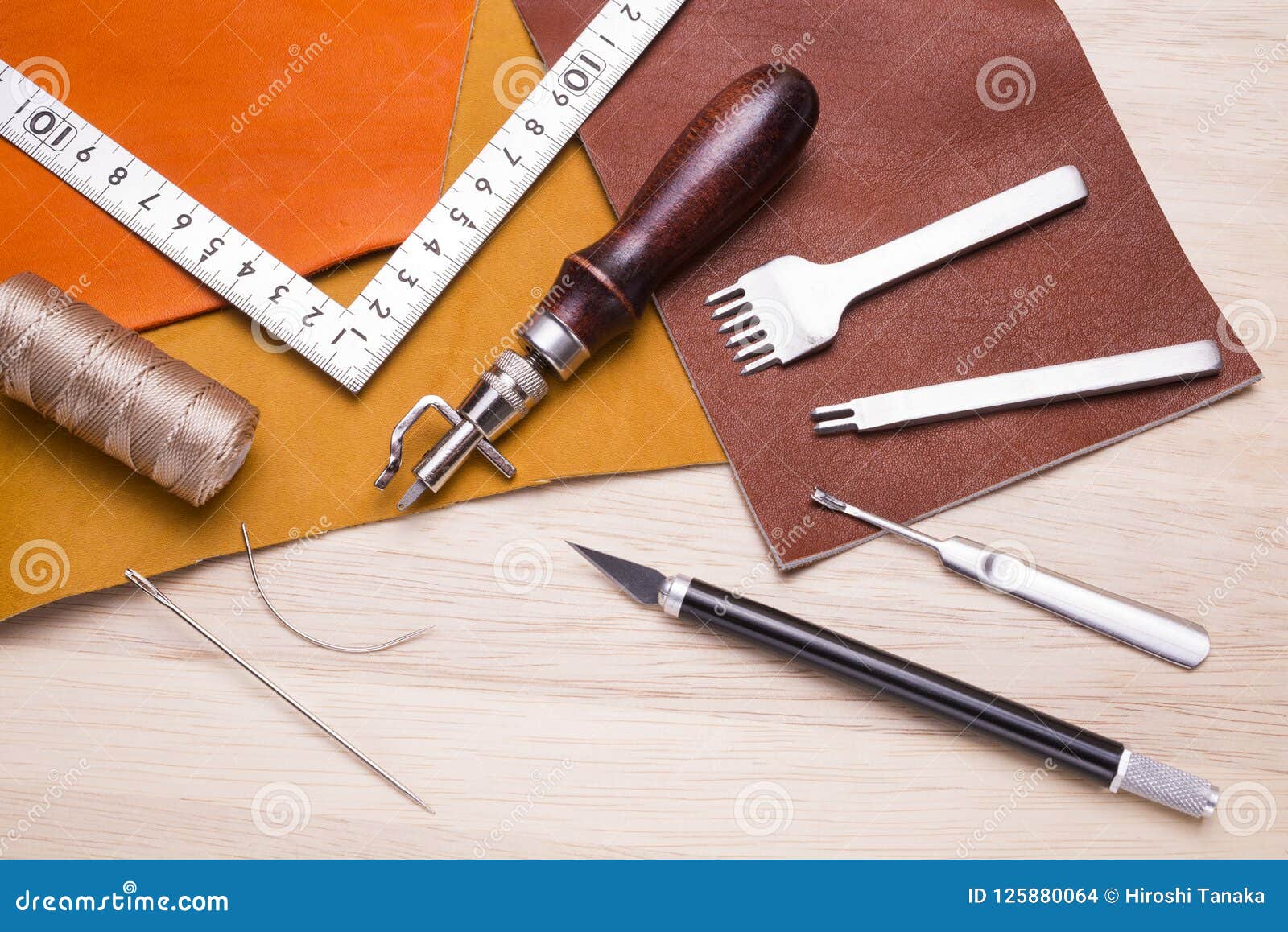 Leather craft tools stock photo. Image of processing - 125880064