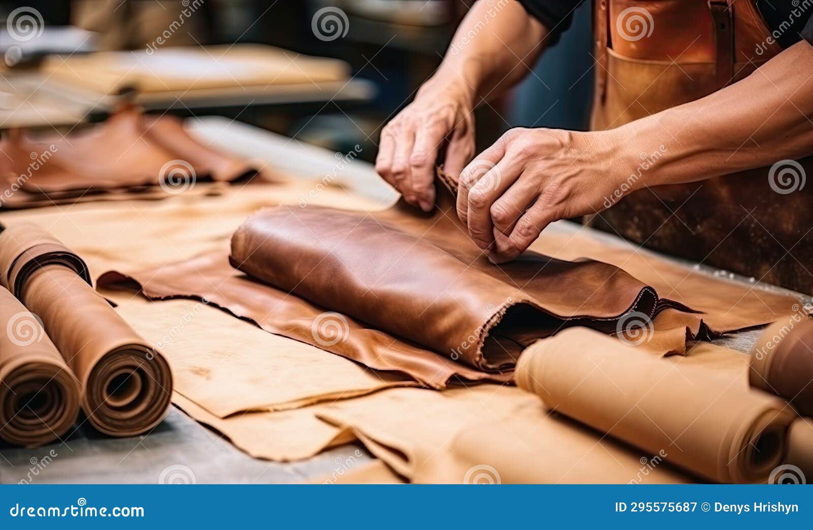 Leather Crafting: Skilled Artisan Creating Handmade Leather Goods on a ...