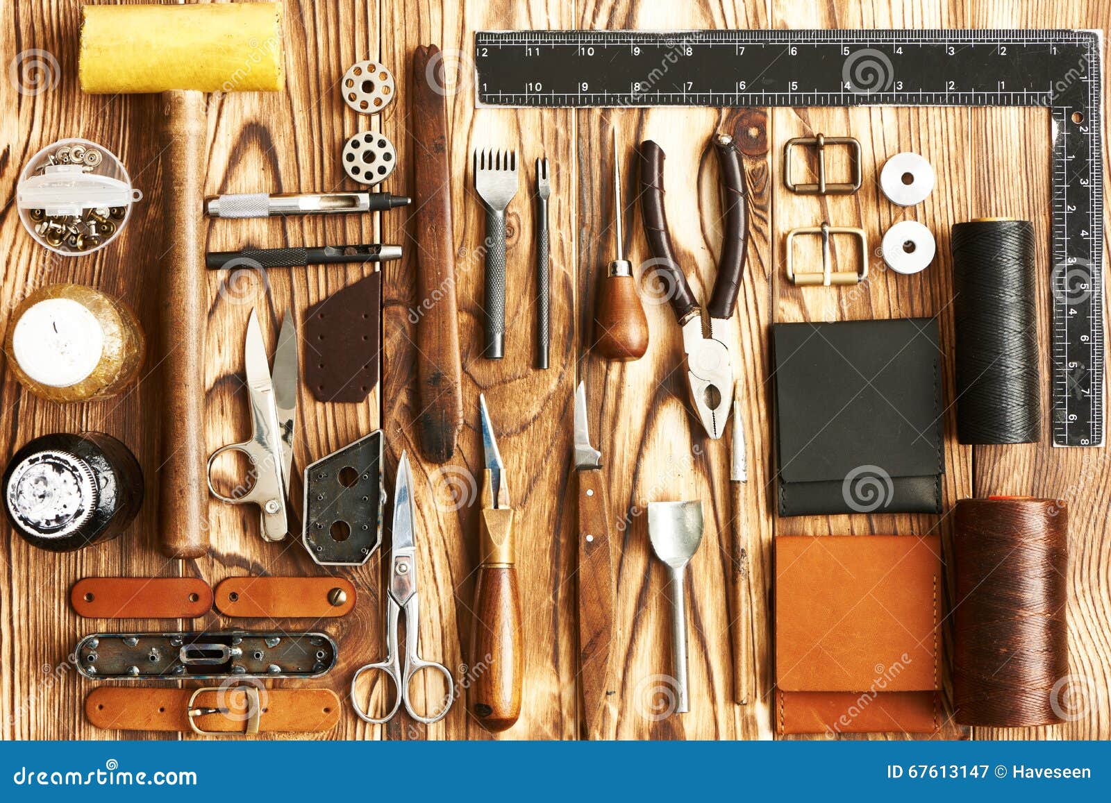 Leather crafting tools stock image. Image of repair, leathercraft ...