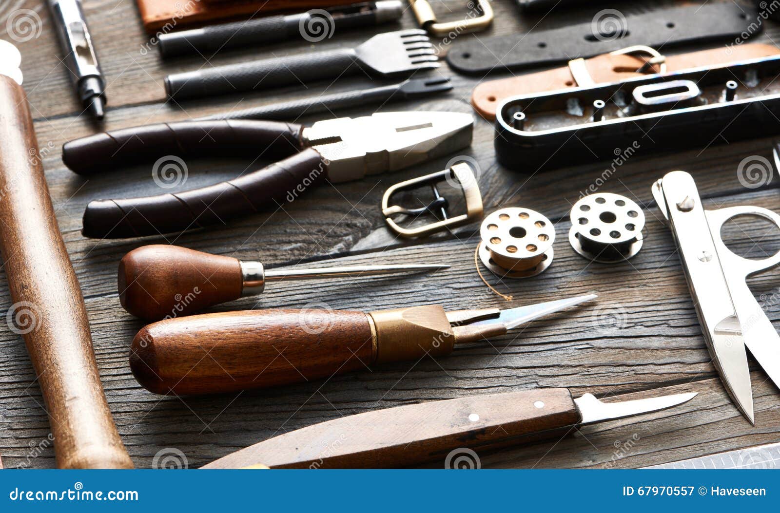Leather crafting tools stock image. Image of punches - 67970557