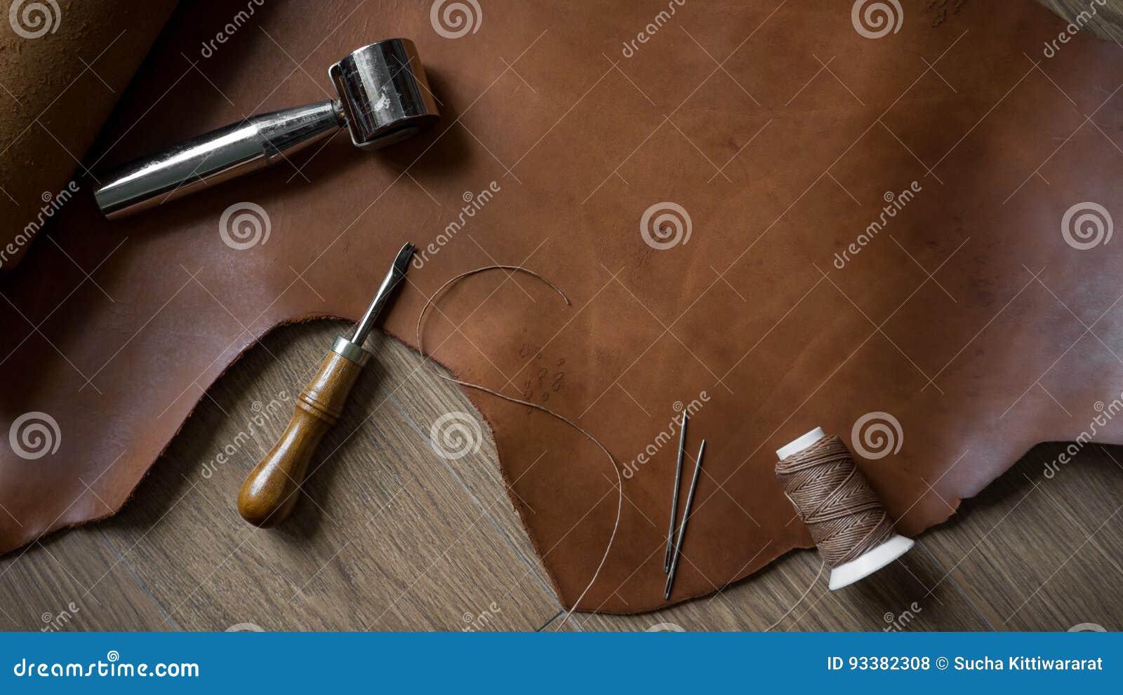 Leather Crafting Tools in Retro Style Stock Photo - Image of knife ...