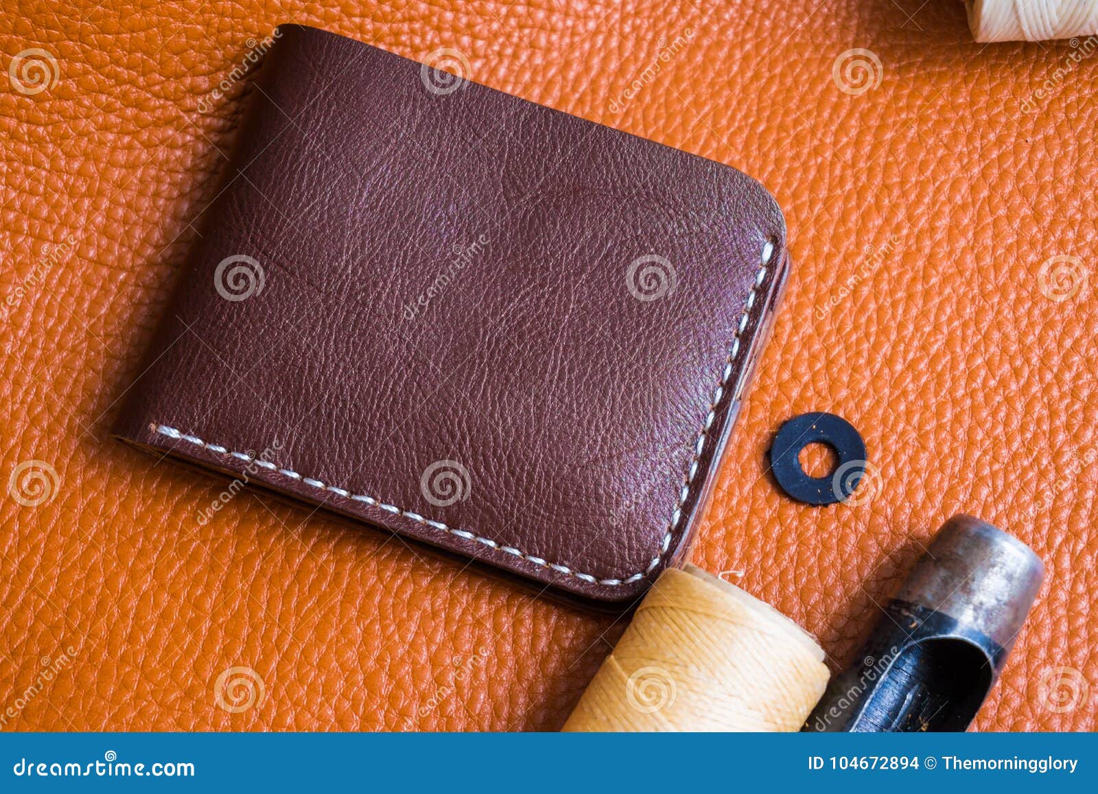 Leather Craftsmanship Top View with Tool Stock Photo - Image of craft ...