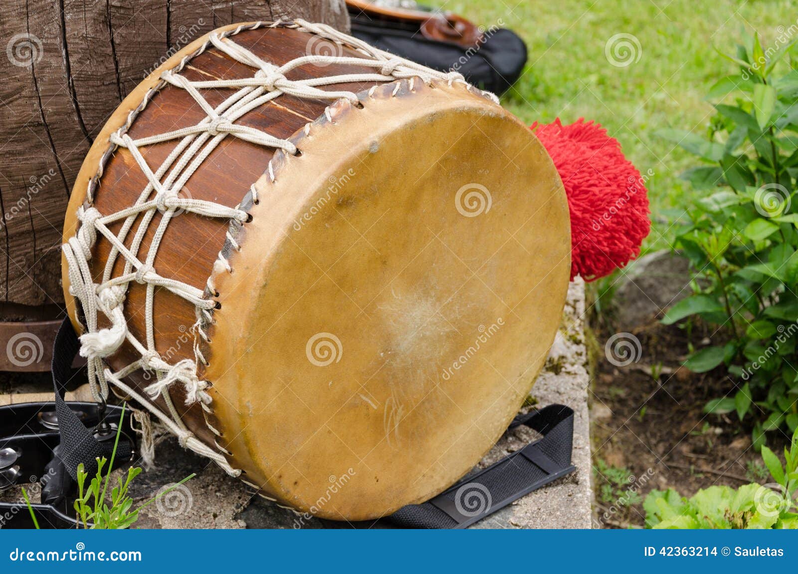 Leather Drum with African Motifs Outdoor Stock Photo - Image of culture ...