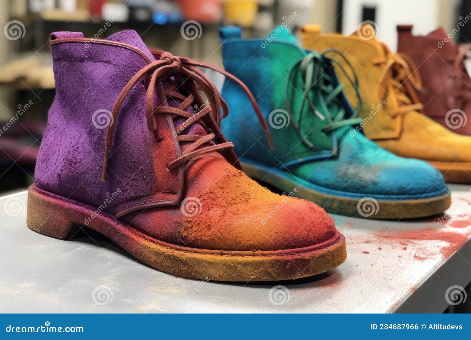 Leather Dyeing Process For Custom Boot Colors Stock Photo ...