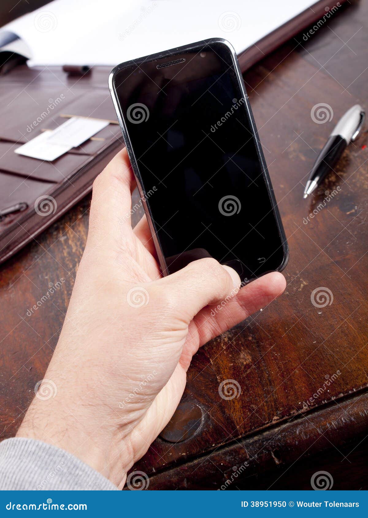 Leather Folder and a Modern Smartphone Stock Photo - Image of organizer ...
