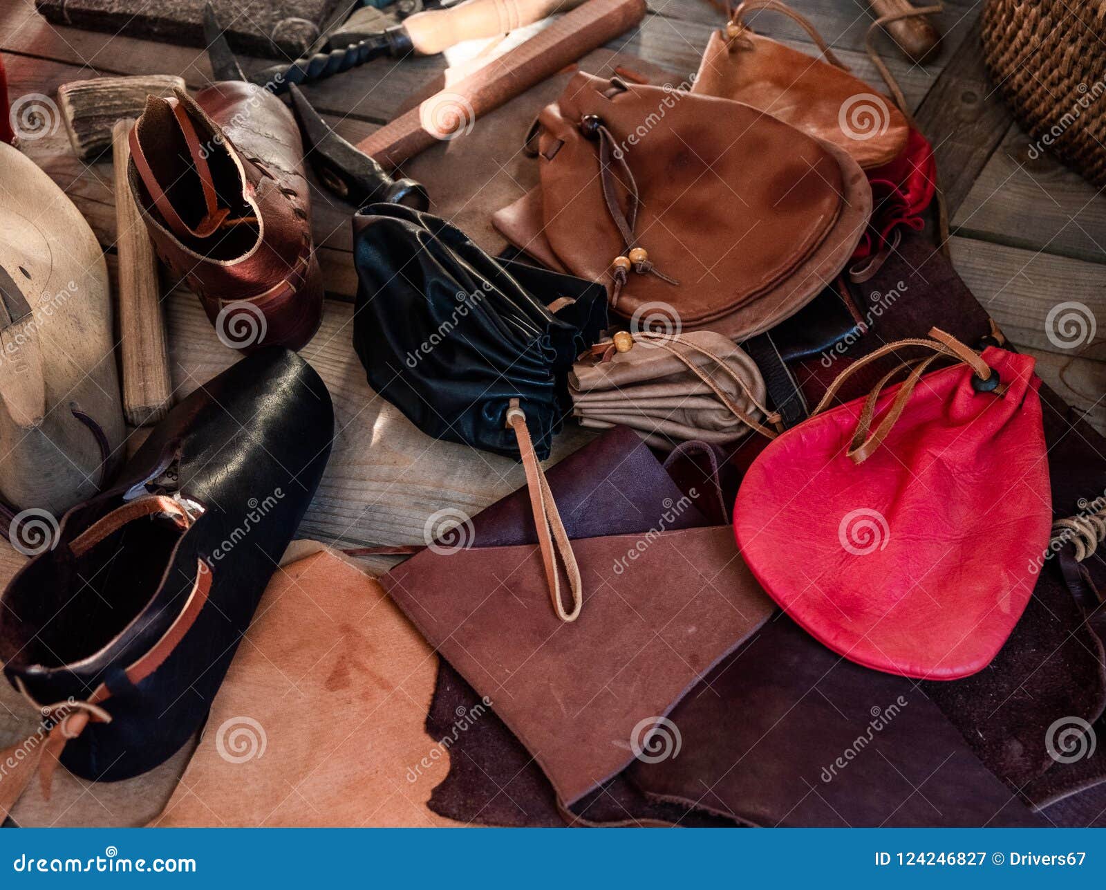 Leather Goods. Medieval Leather Goods Stock Image - Image of shabby ...