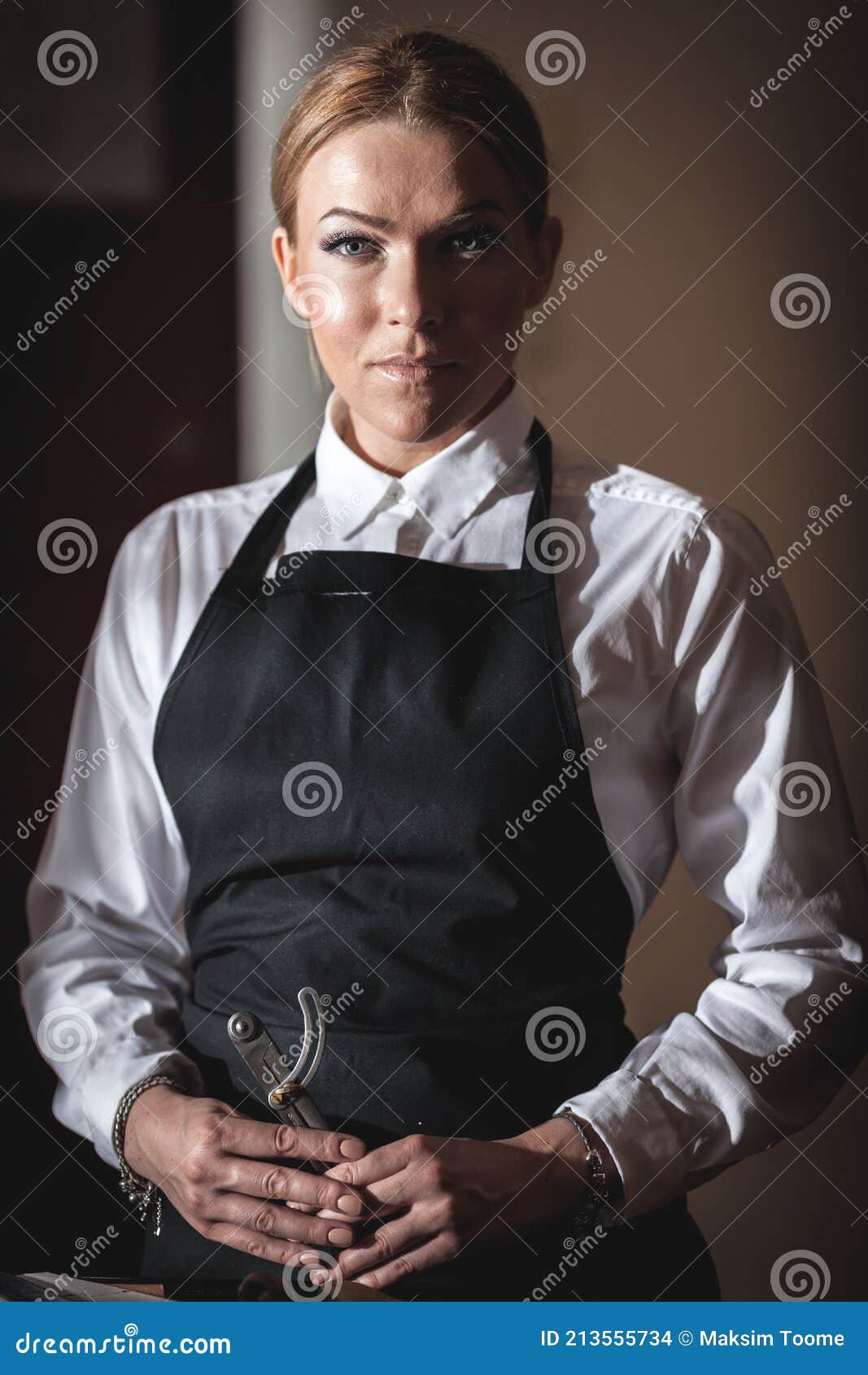 Leather Handbag Craftsman at Work in a Vintage Workshop. Small Business ...